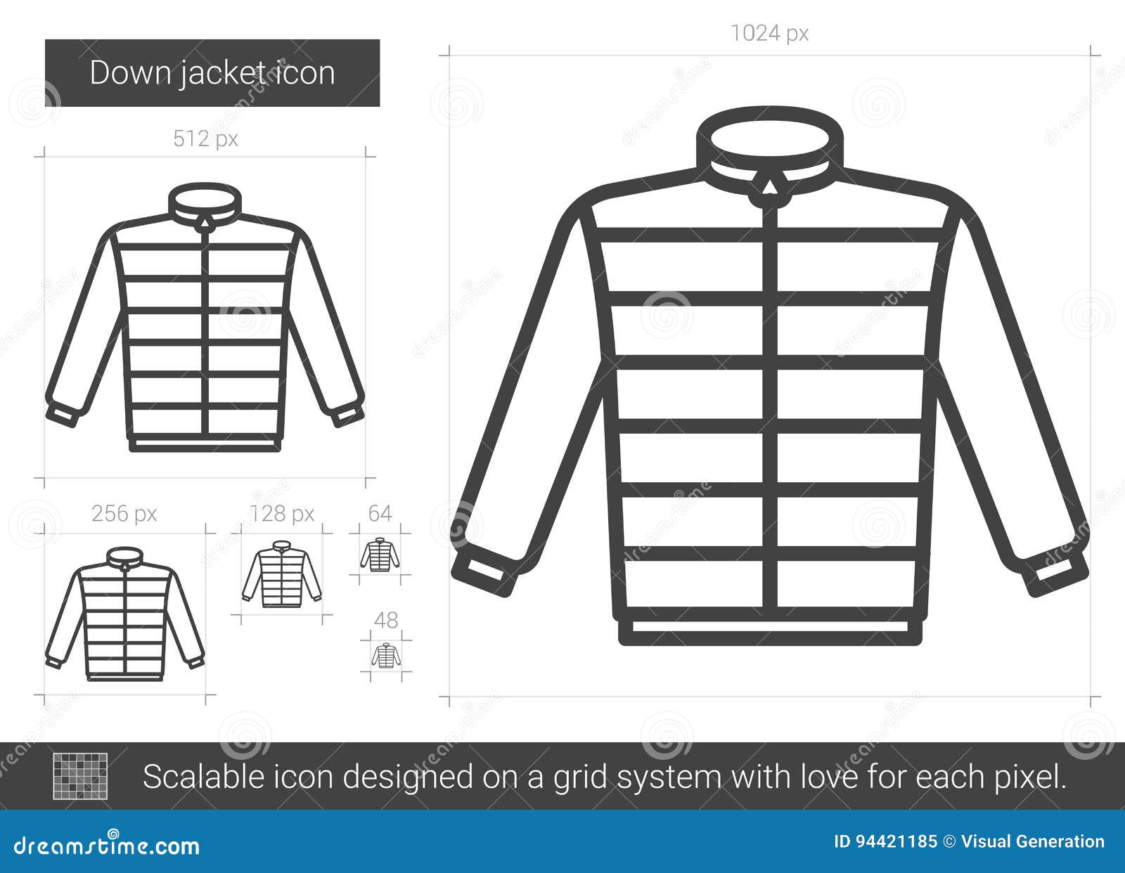 Down jacket line icon. stock vector. Illustration of apparel - 94421185