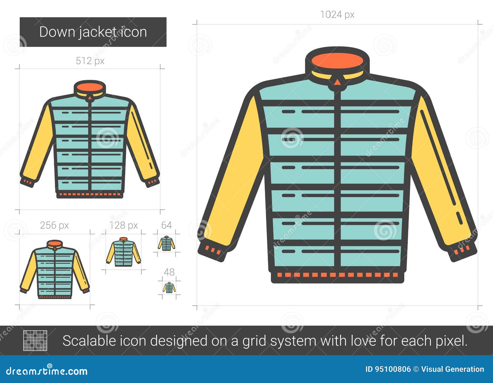 Down jacket line icon. stock vector. Illustration of linear - 95100806