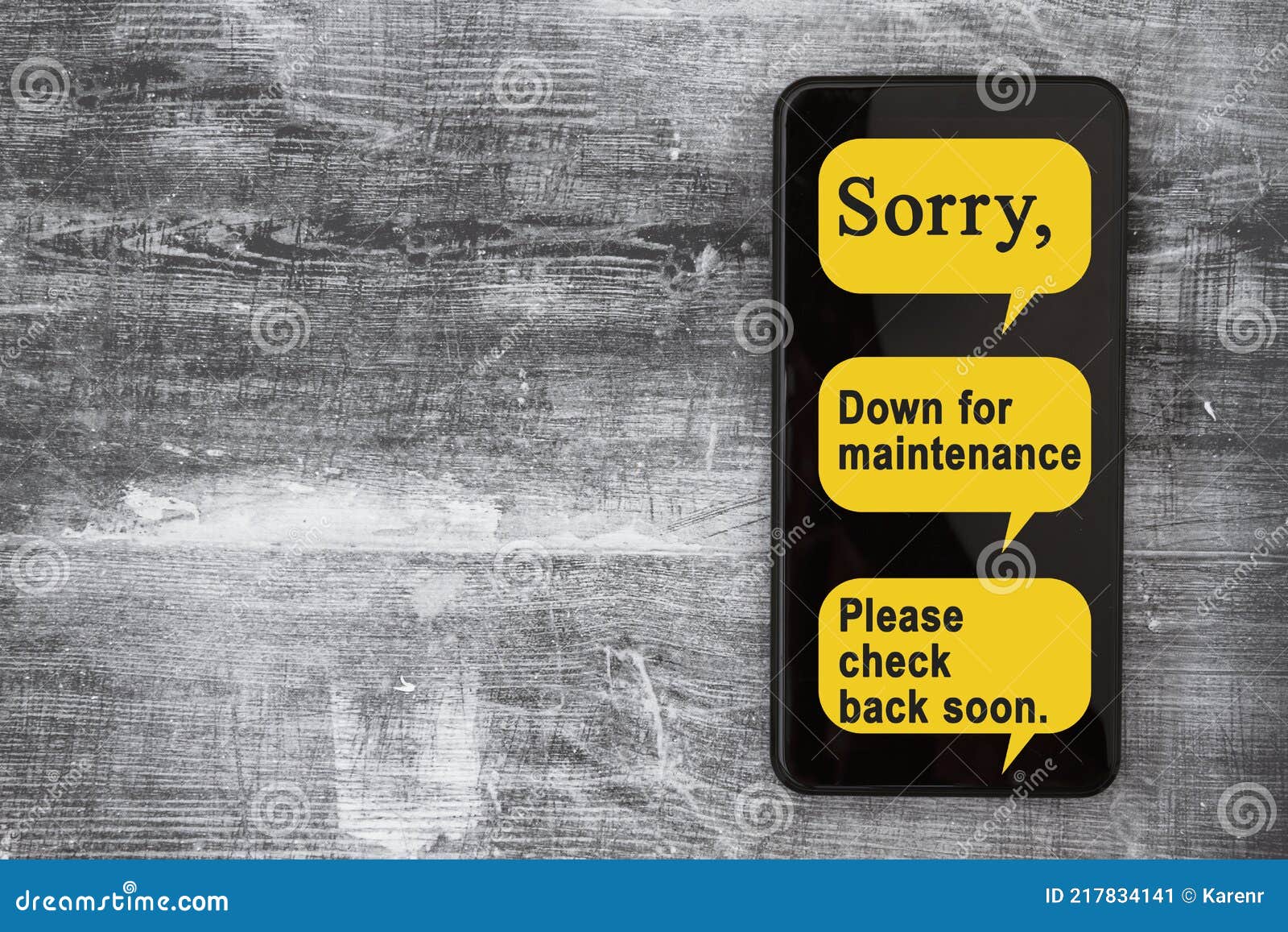 Down for Maintenance Message on a Black Mobile Phone Stock Image ...
