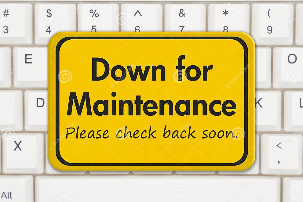 Down for Maintenance Message on a White Keyboard Stock Photo - Image of ...