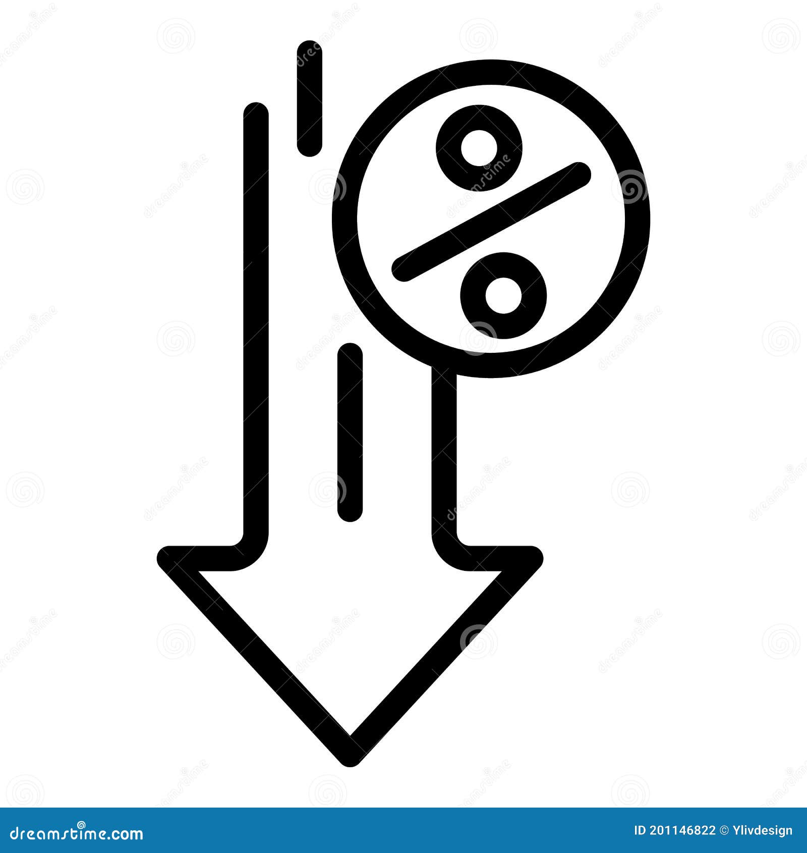 Down Rate Icon, Outline Style Stock Vector - Illustration of object ...