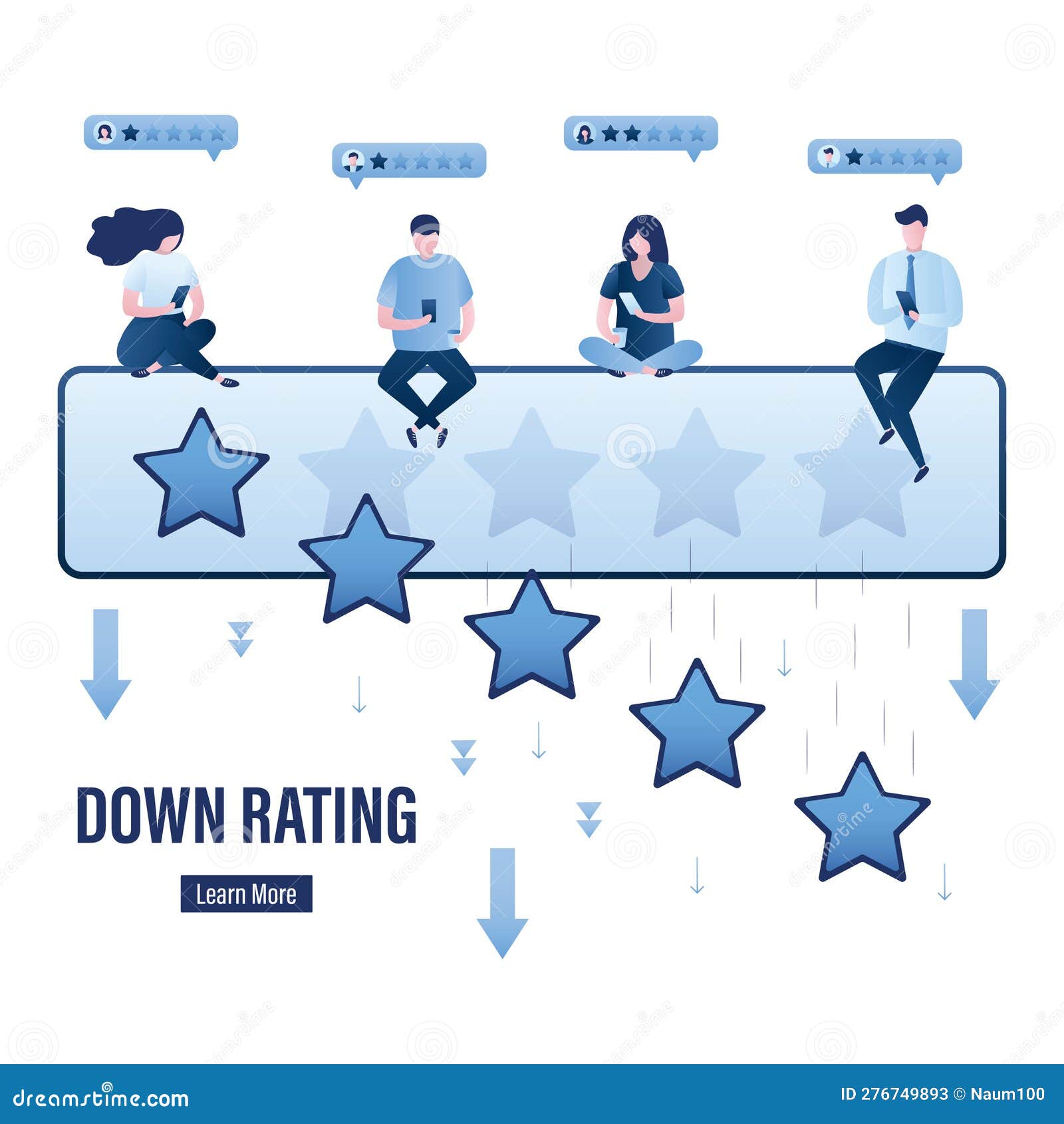 Down Rating, Landing Page Template. Group of Clients Give Negative ...