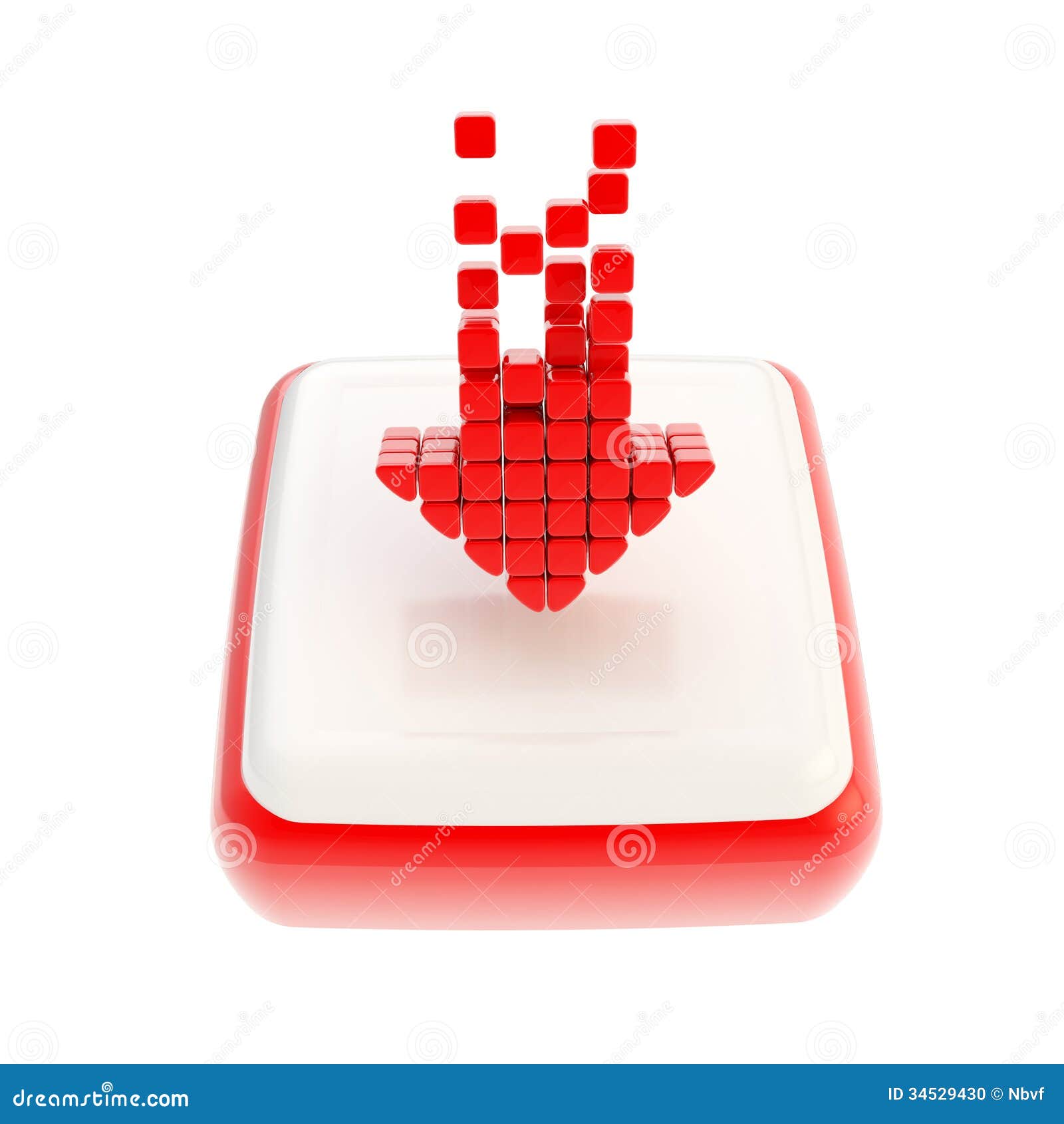 Down Red Arrow Symbol Icon Over Square Button Stock Illustration ...