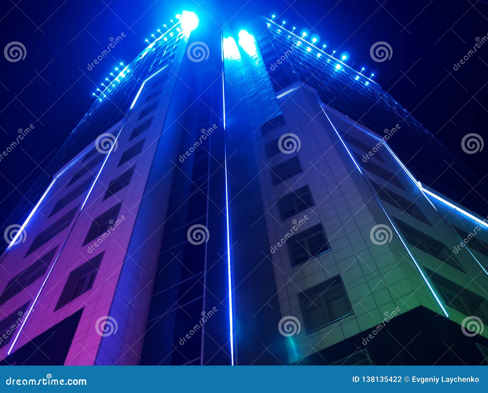 Building with Beautiful Lighting Stock Photo - Image of design, center ...