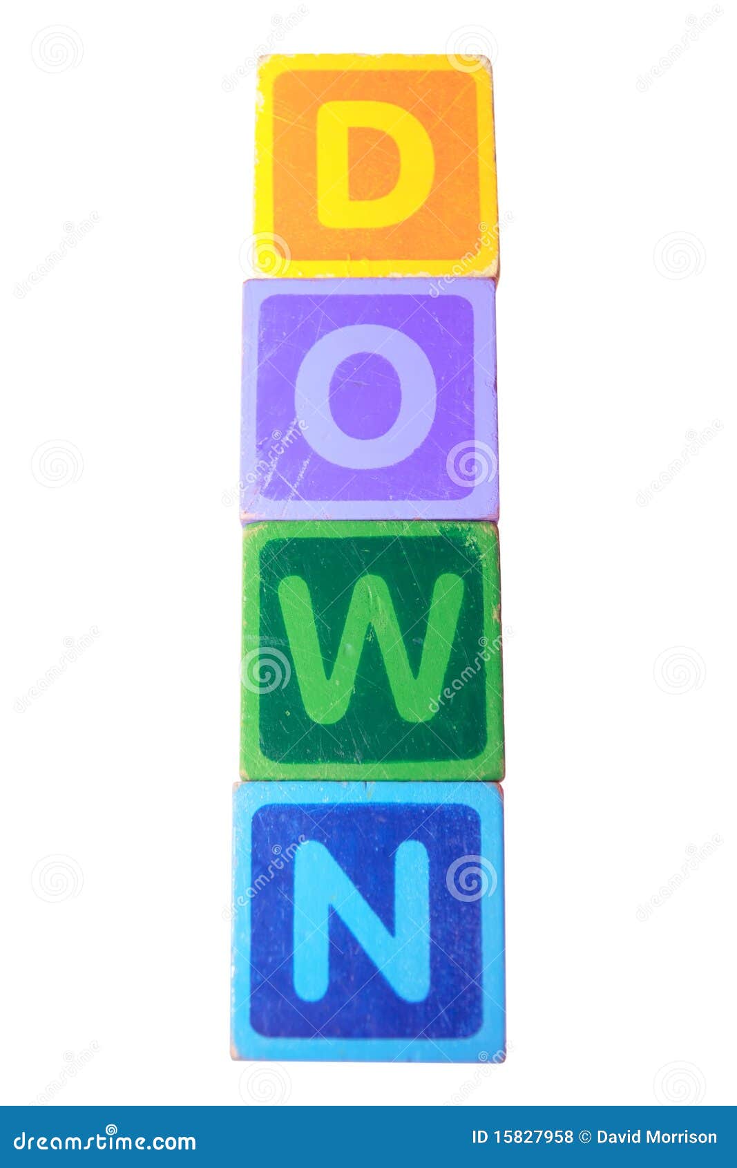 Down in Toy Play Block Letters with Clipping Path Stock Photo - Image ...