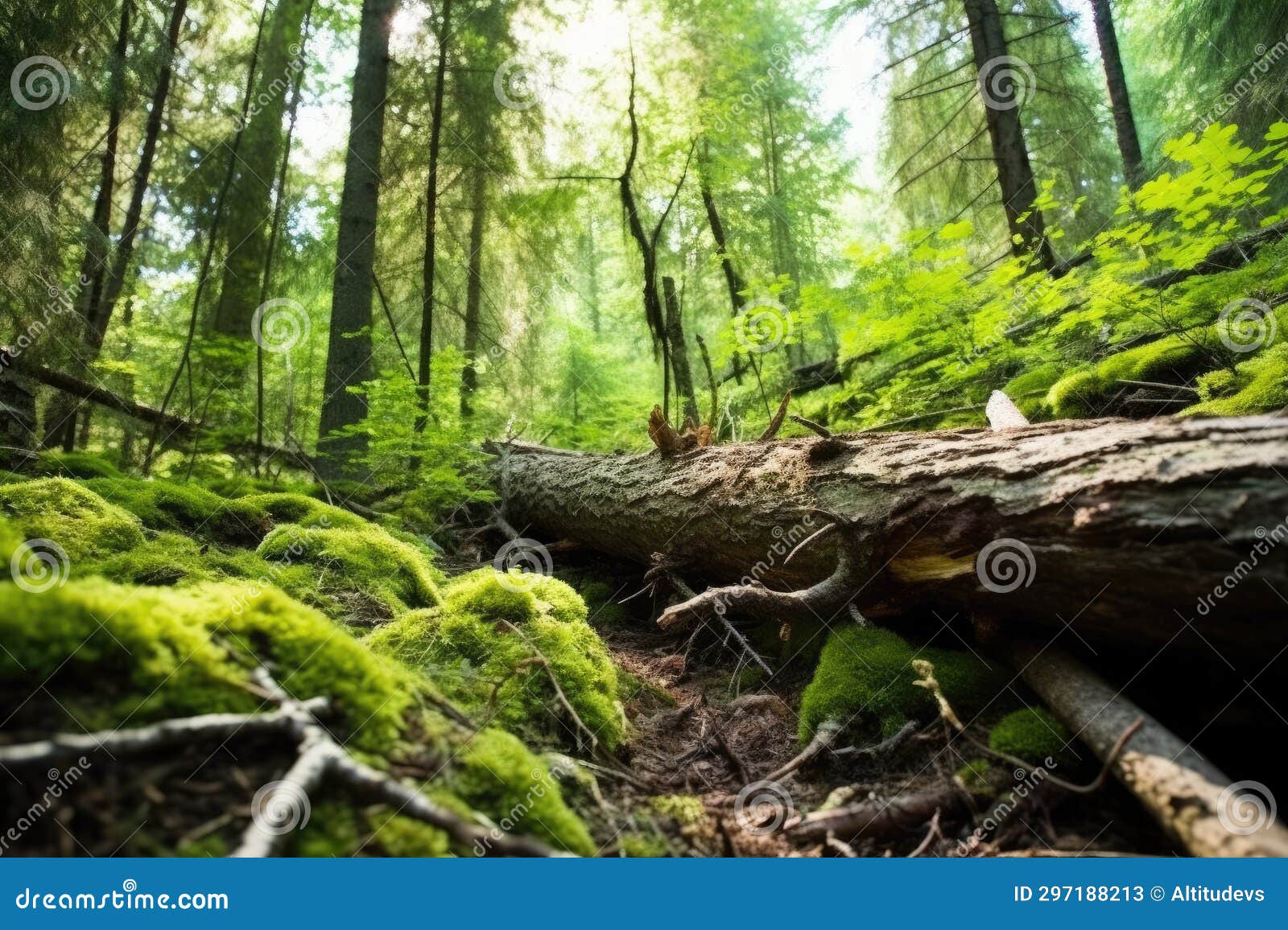 Down a Tree in a Dense Forest Stock Image - Image of deforestation ...