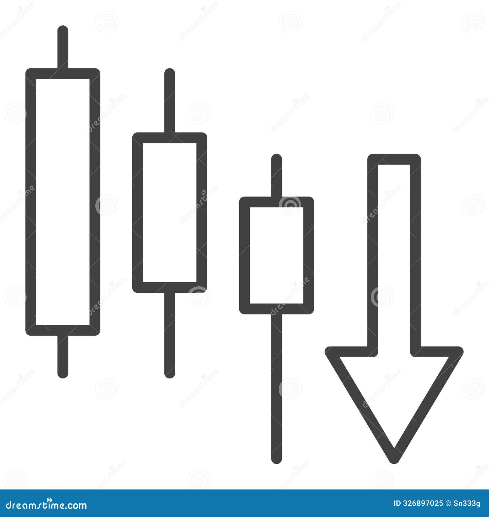 Down Trend with Candlestick Charts Vector Technical Analysis Icon or ...