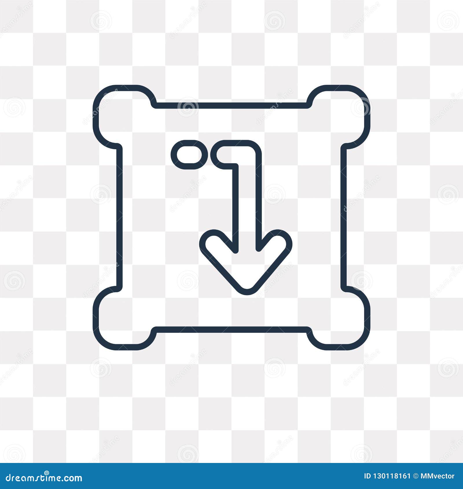 Down Vector Icon Isolated on Transparent Background, Linear Down Stock ...