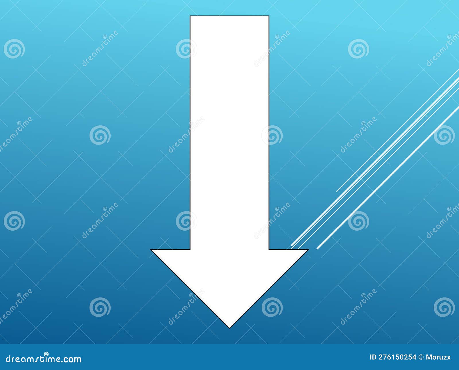 Down White Arrow on Blue Background Stock Illustration - Illustration ...