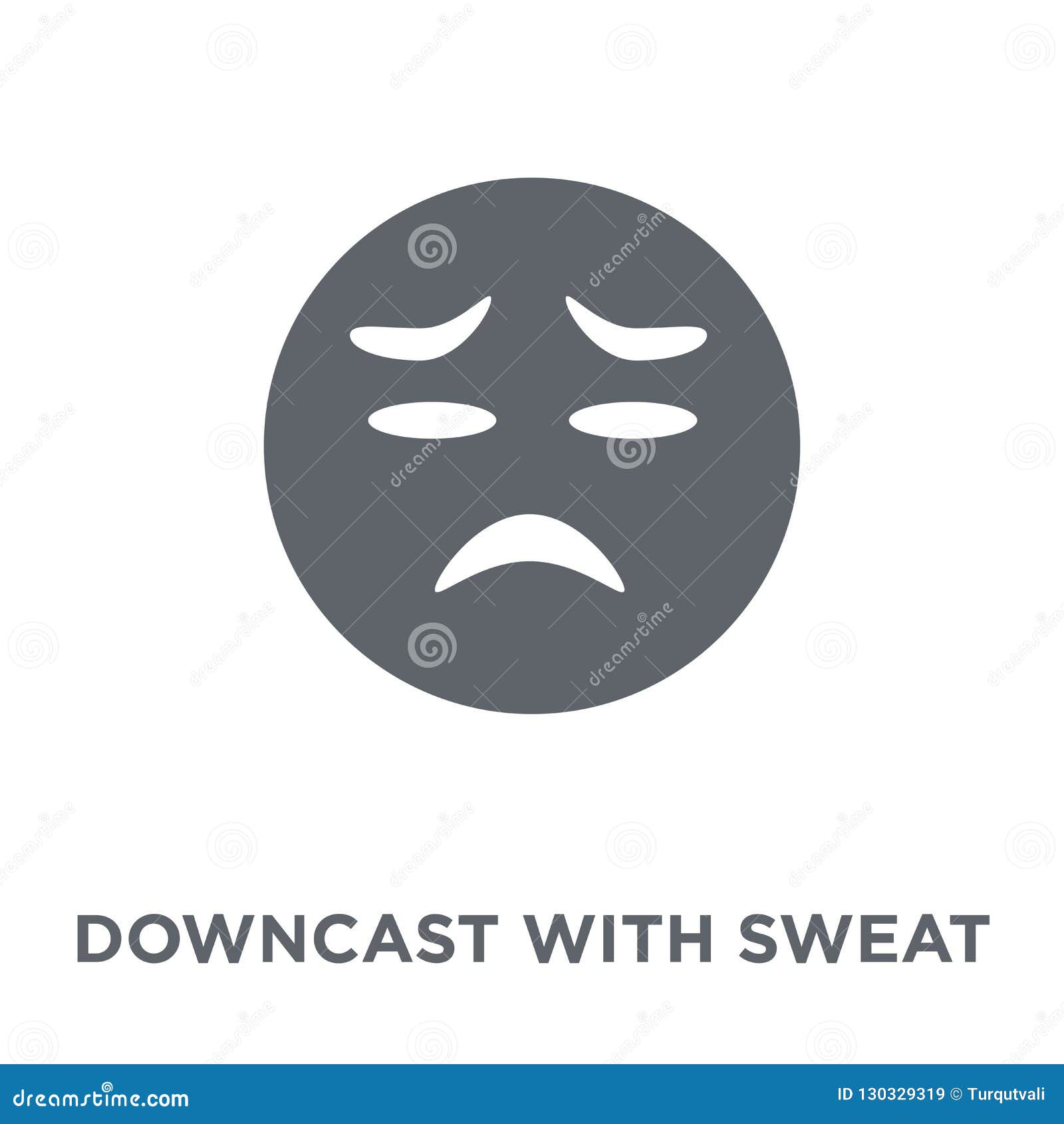 Downcast with Sweat Emoji Icon from Emoji Collection. Stock Vector ...