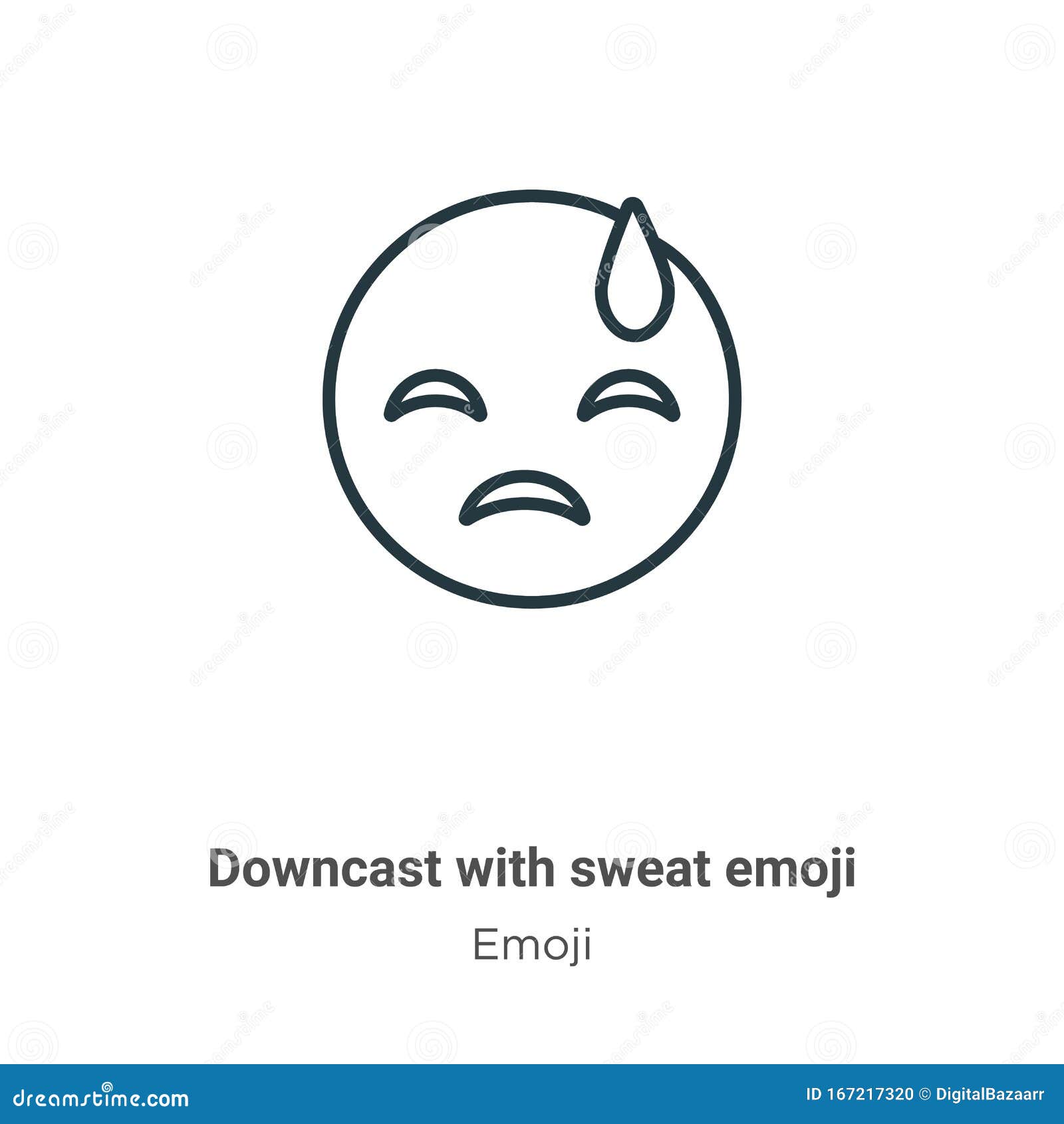 Downcast With Sweat Emoji Icon Illustration. Hard Work Vector Symbol ...