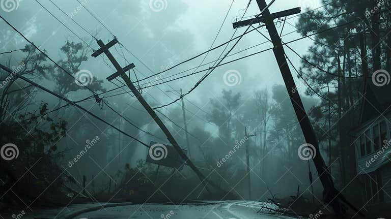 Downed Power Lines after a Devastating Hurricane Stock Image - Image of ...