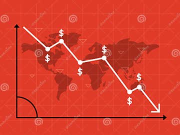 Downfall Chart in a Red Background. Isolated Vector Illustration Stock ...