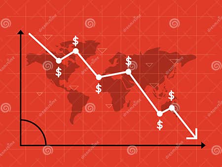 Downfall Chart in a Red Background. Isolated Vector Illustration Stock ...