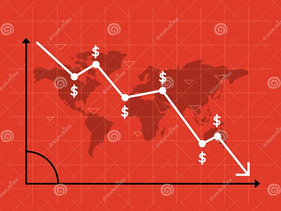 Downfall Chart in a Red Background. Isolated Vector Illustration Stock ...