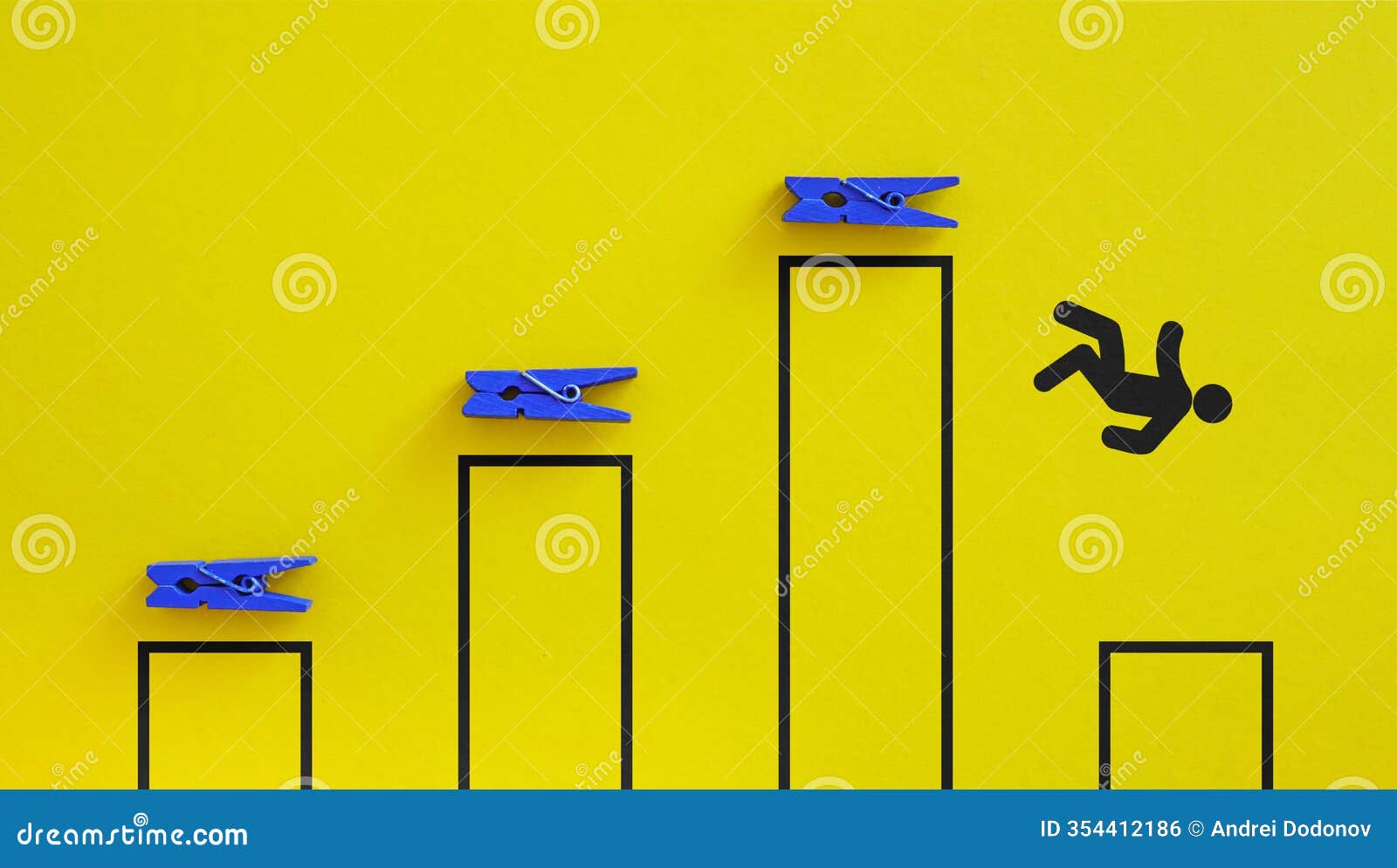 Downfall, Failure or Stepping Off the Top in Business are Shown by Man ...