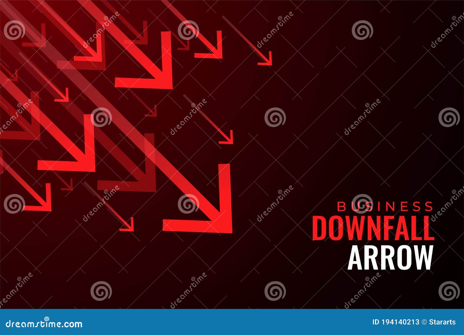 Business Downfall Arrow Showing Downward Trend Vector Illustration ...