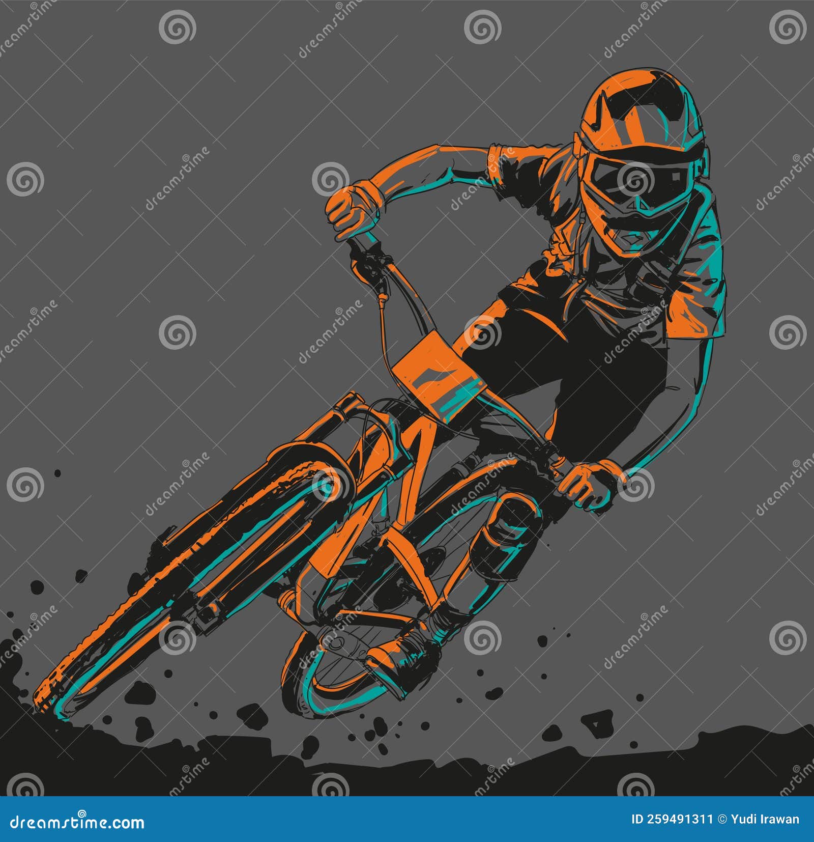 Downhill Bike Action Vector Illustration Stock Vector - Illustration of ...