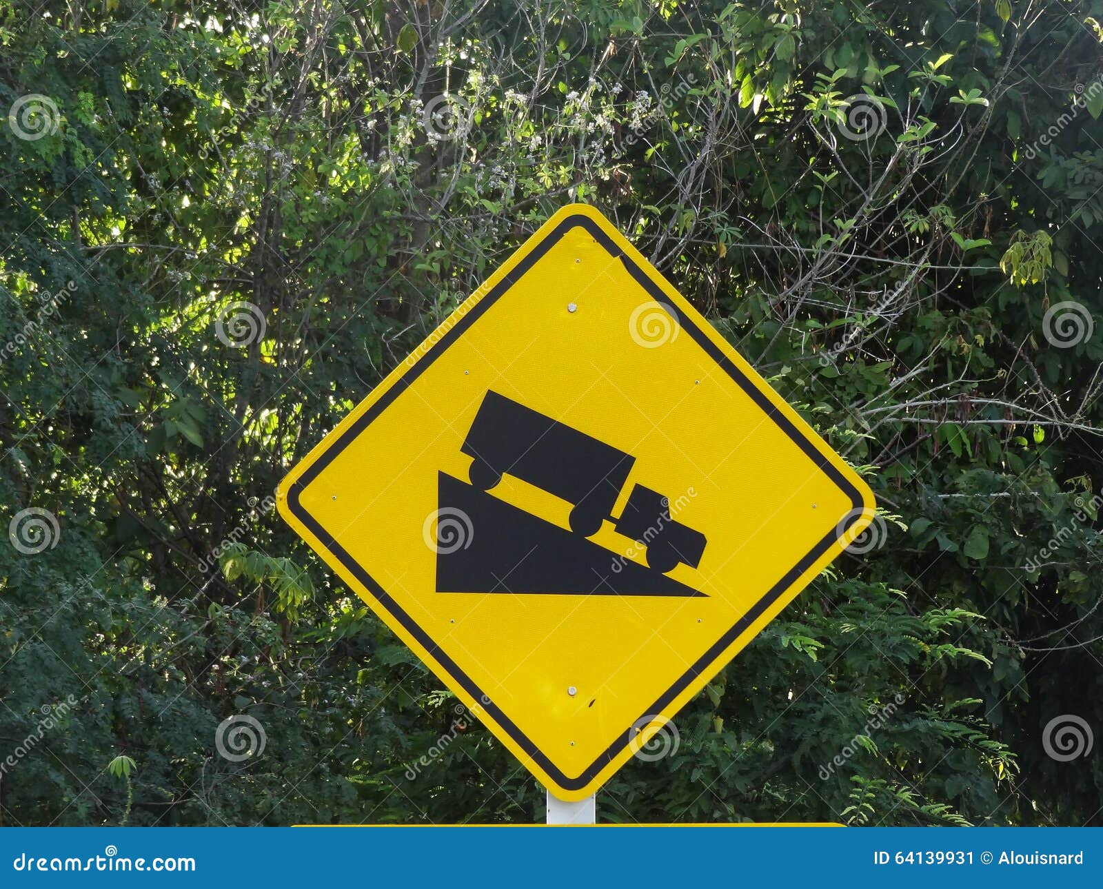 Downhill road-sign stock image. Image of accident, path - 64139931