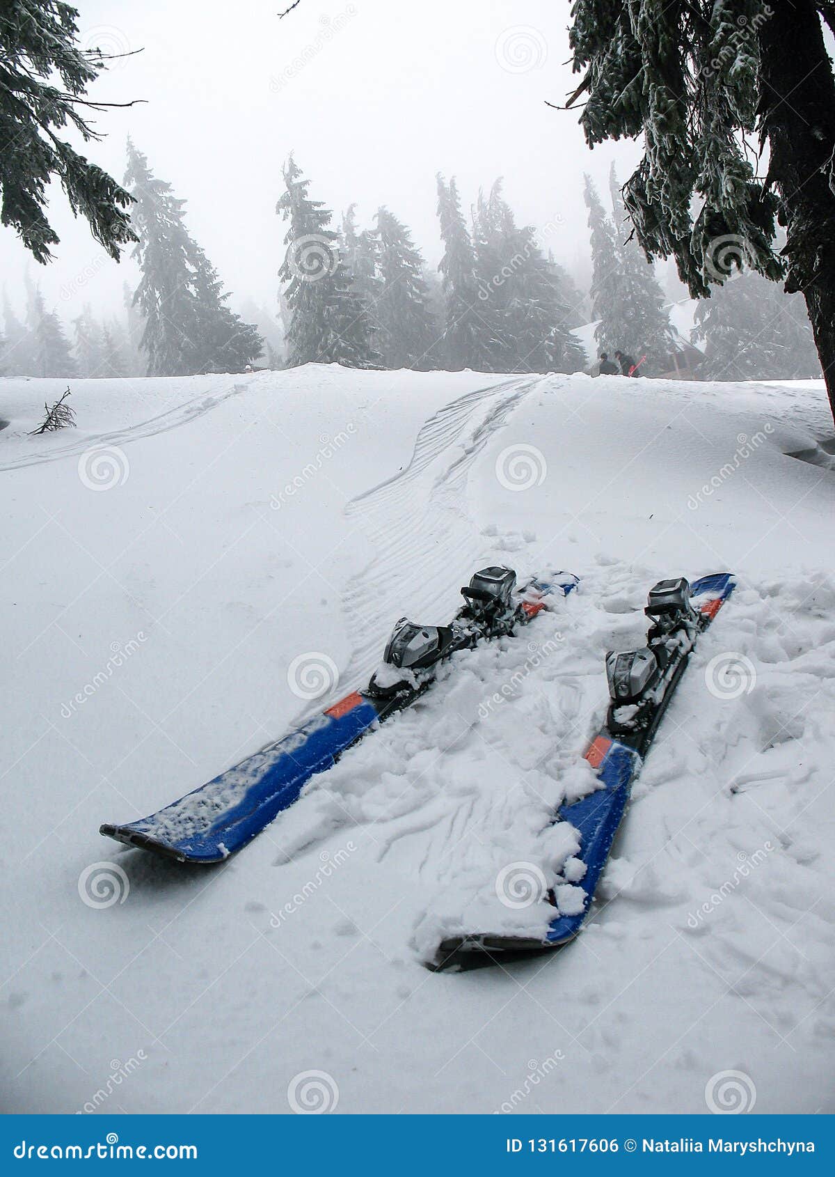 Downhill Skiing in the Snow on a Mountain Slope Stock Photo - Image of ...