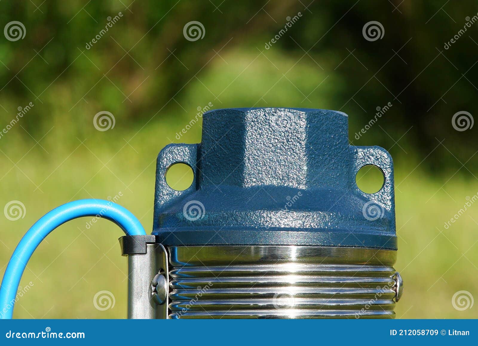 Downhole Pump Close-up on a Bright Background. Well Pump with Blue ...