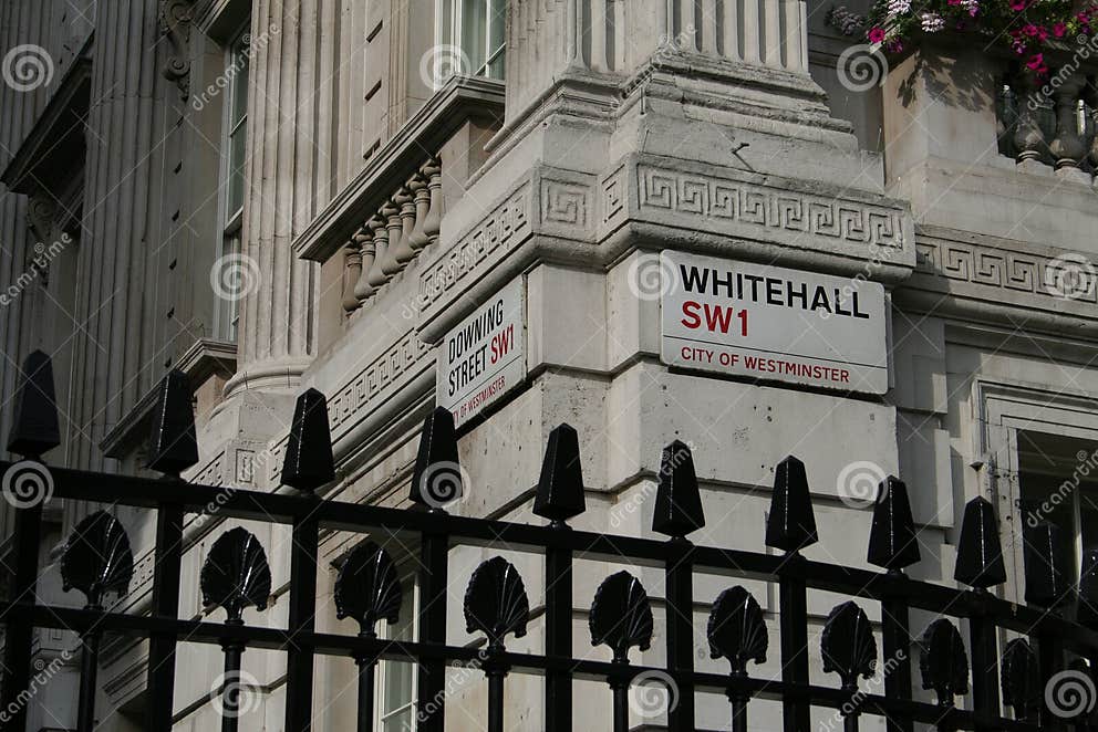 Downing Street, Whitehall Corner Editorial Stock Image - Image of ...