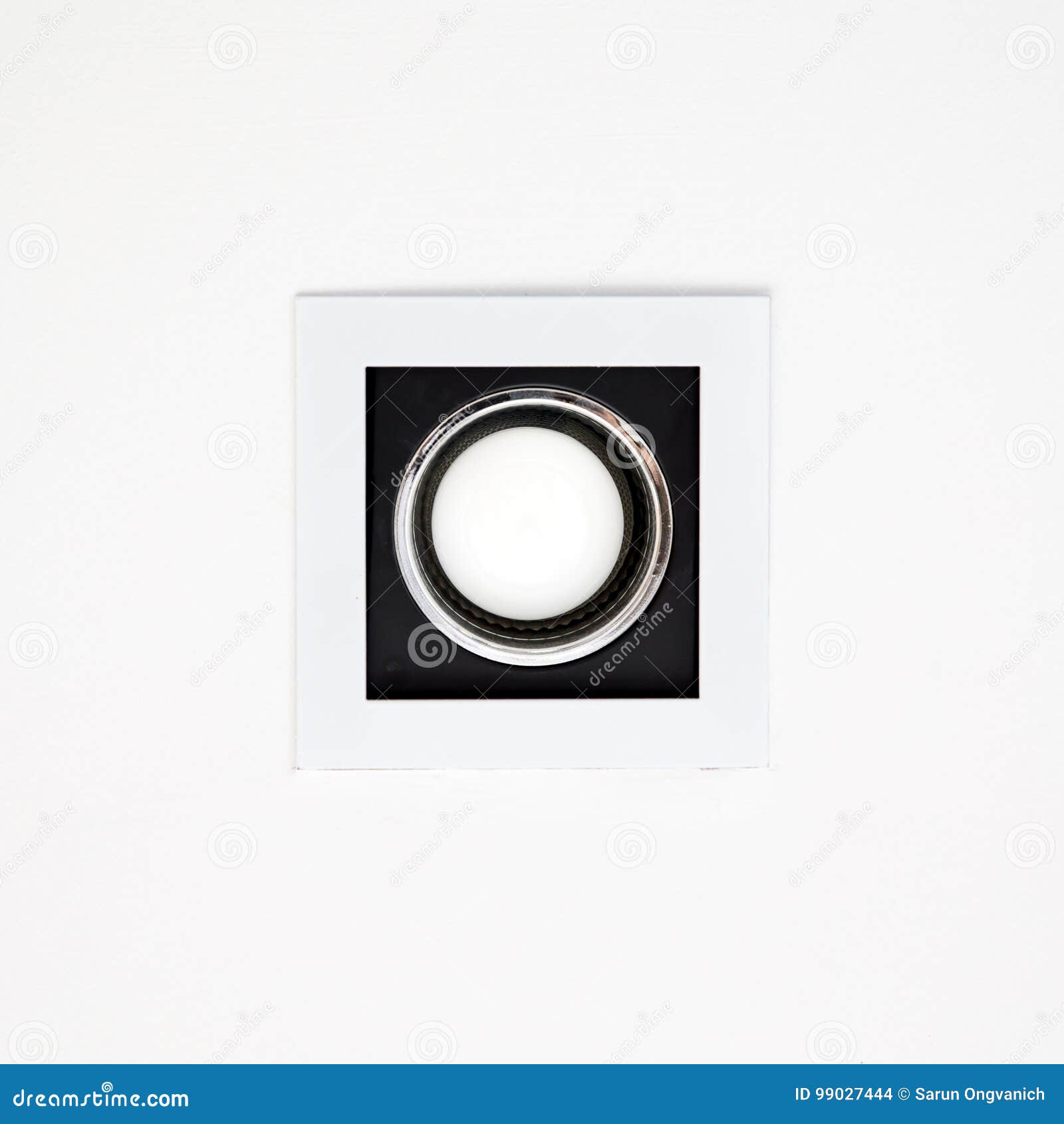 LED Downlight Or Ceiling Light Installed On A Gray Ceiling. Royalty ...