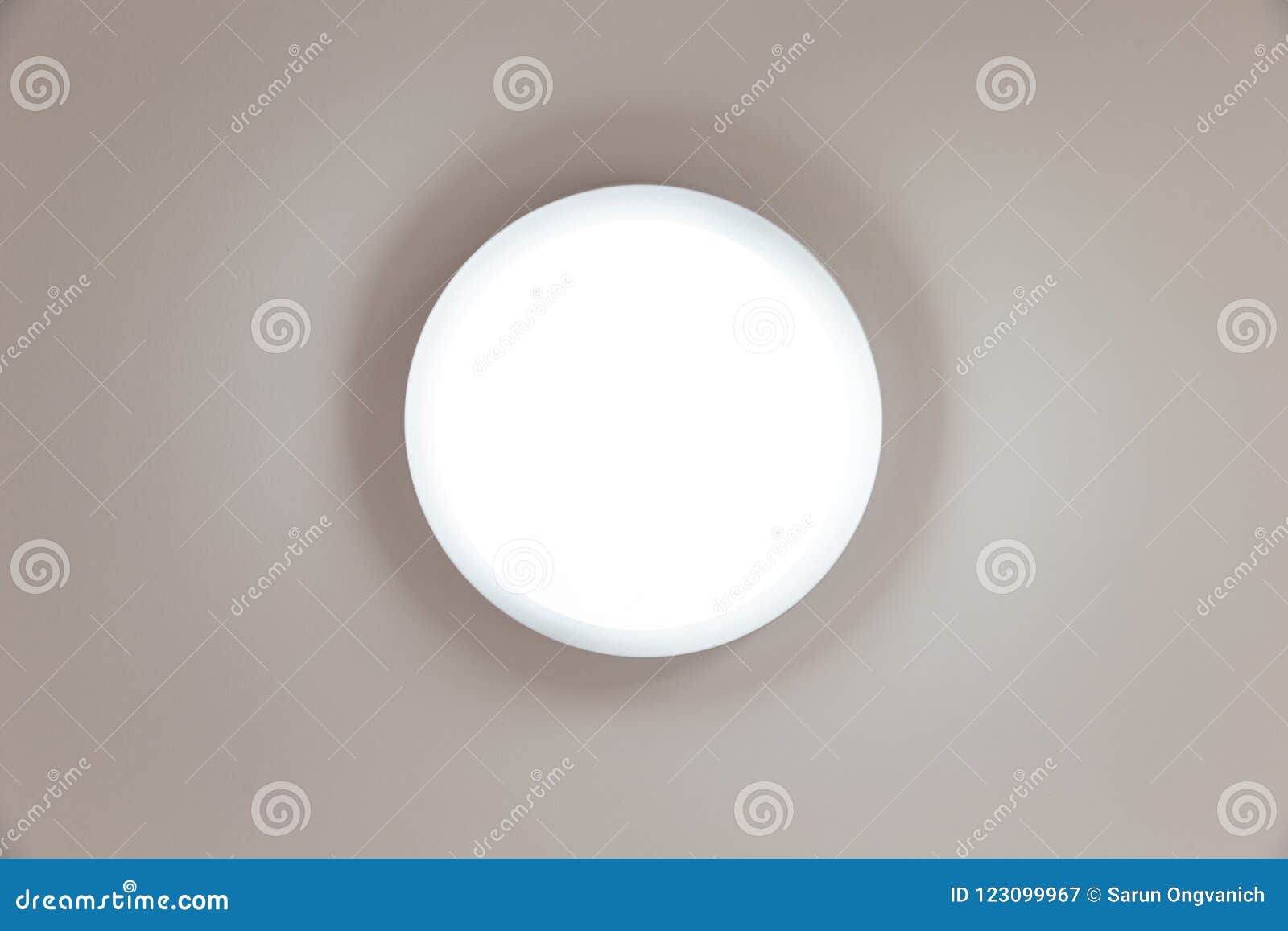 LED Downlight Or Ceiling Light Installed On A Gray Ceiling. Royalty ...