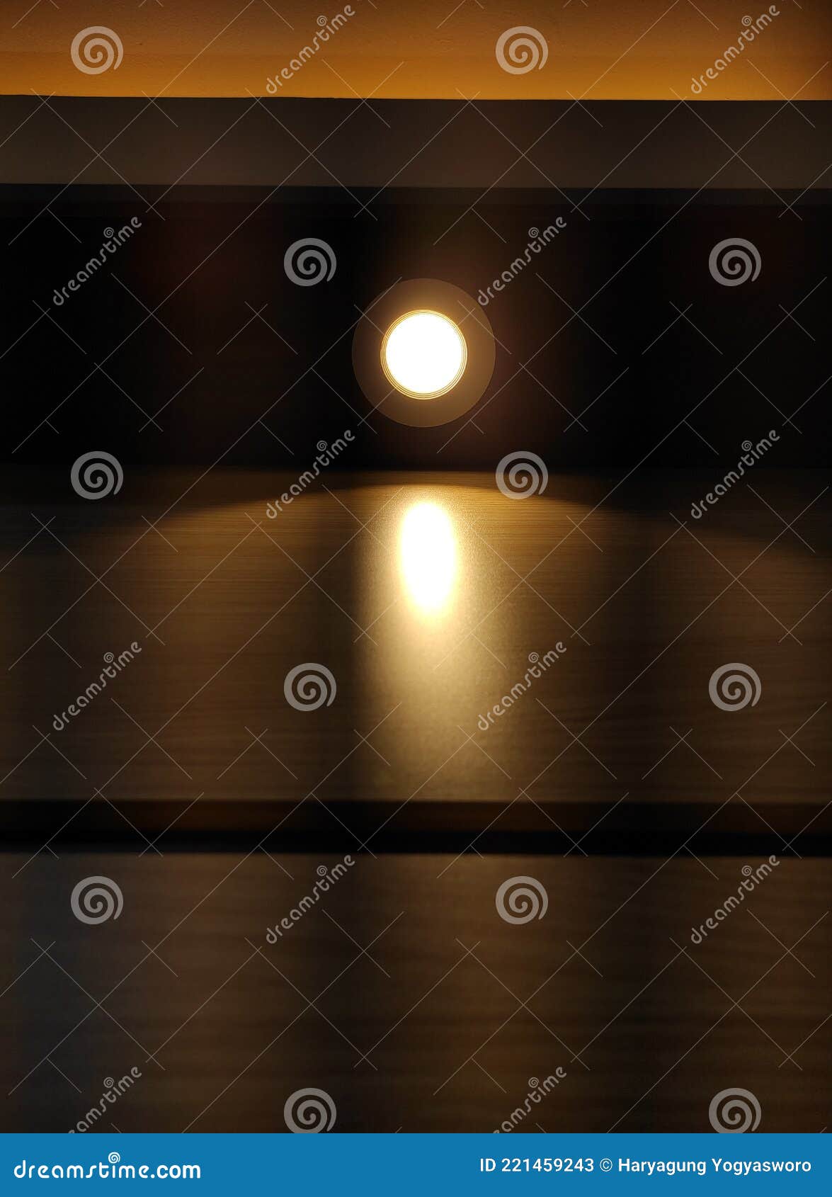 Downlight Glow and Reflected in the Glossy Wall Interior Stock Image ...