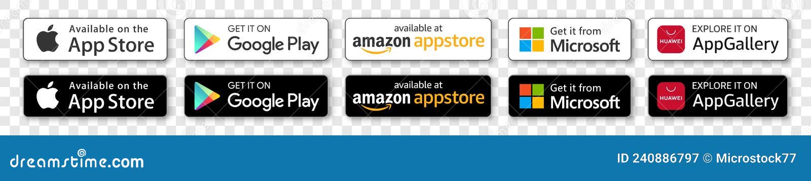 Download App Buttons, Isolated on Transparent Background in Vector ...