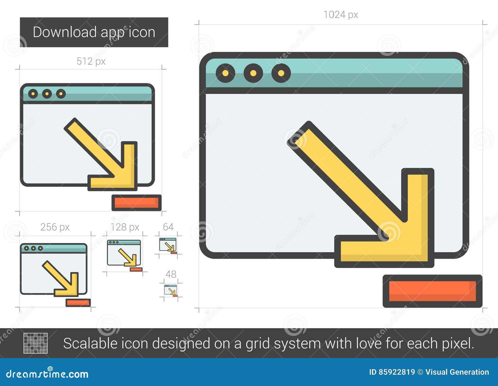 Download app line icon. stock vector. Illustration of modern - 85922819