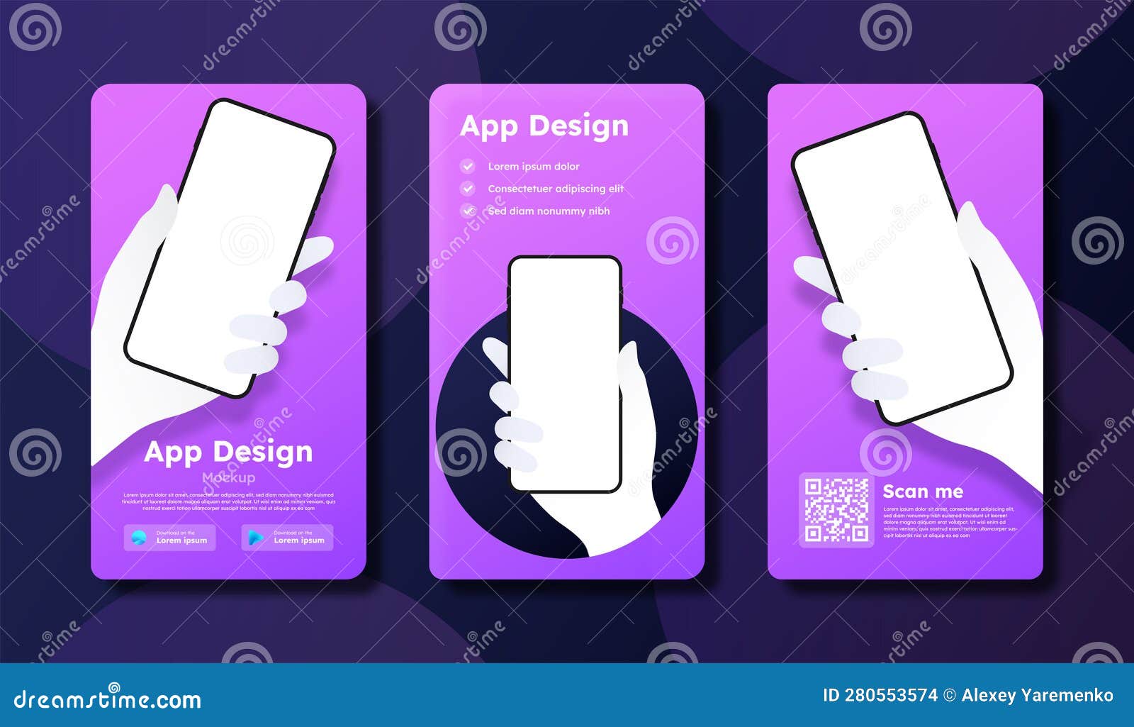 Download App posters set stock vector. Illustration of template - 280553574