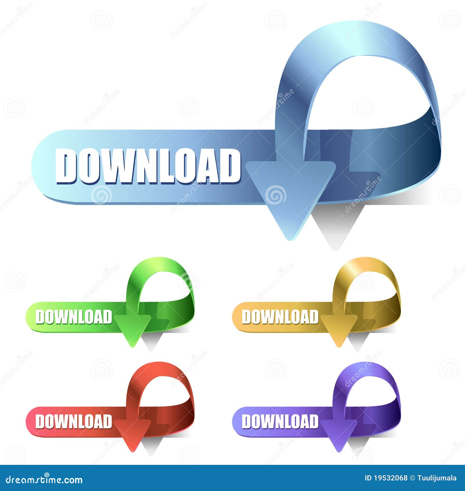 Download Button Line And Silhouette Icon Set. Cloud, Circle, Arrow Down ...