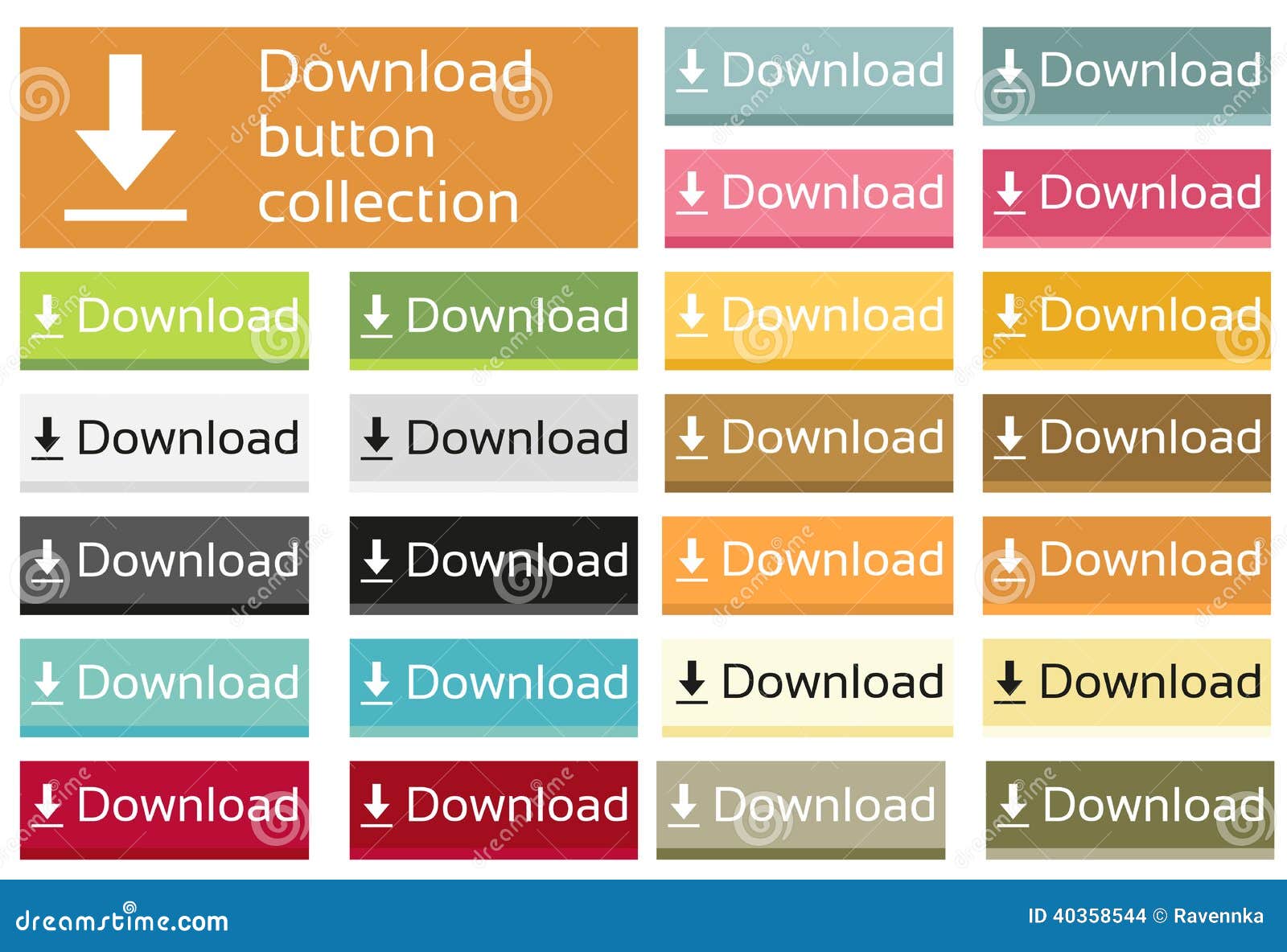 Download button collection stock vector. Illustration of pictogram ...