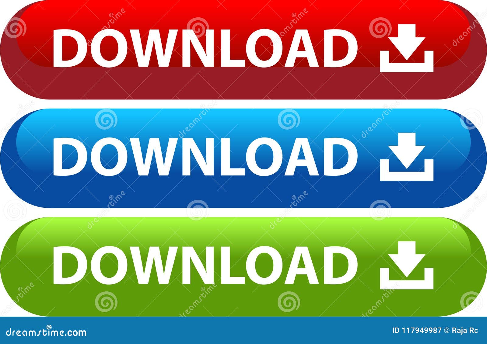 Download Button Web Icon Set Stock Vector - Illustration of bright ...