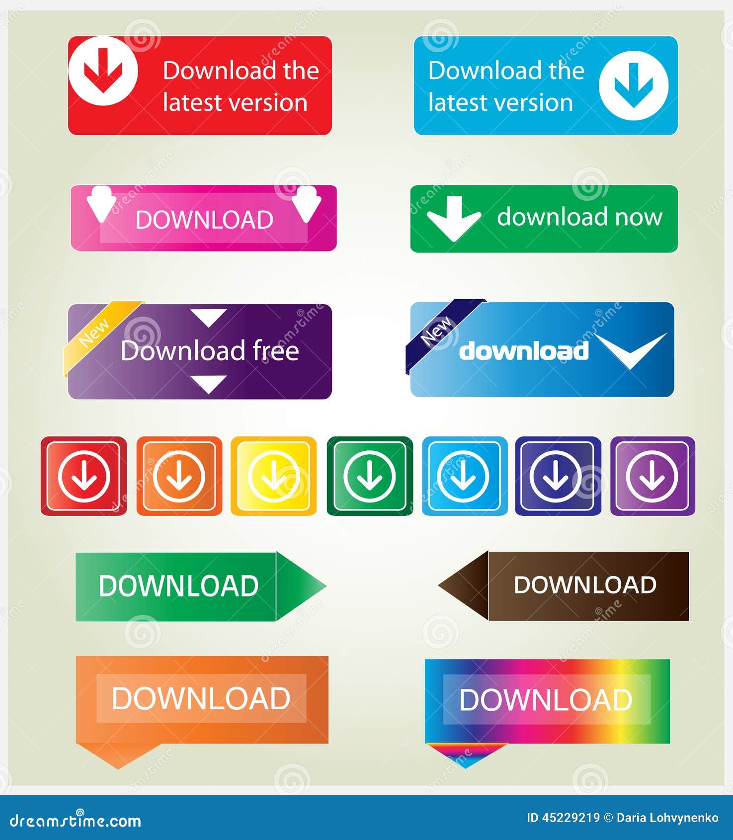 Download buttons stock vector. Illustration of computer - 45229219