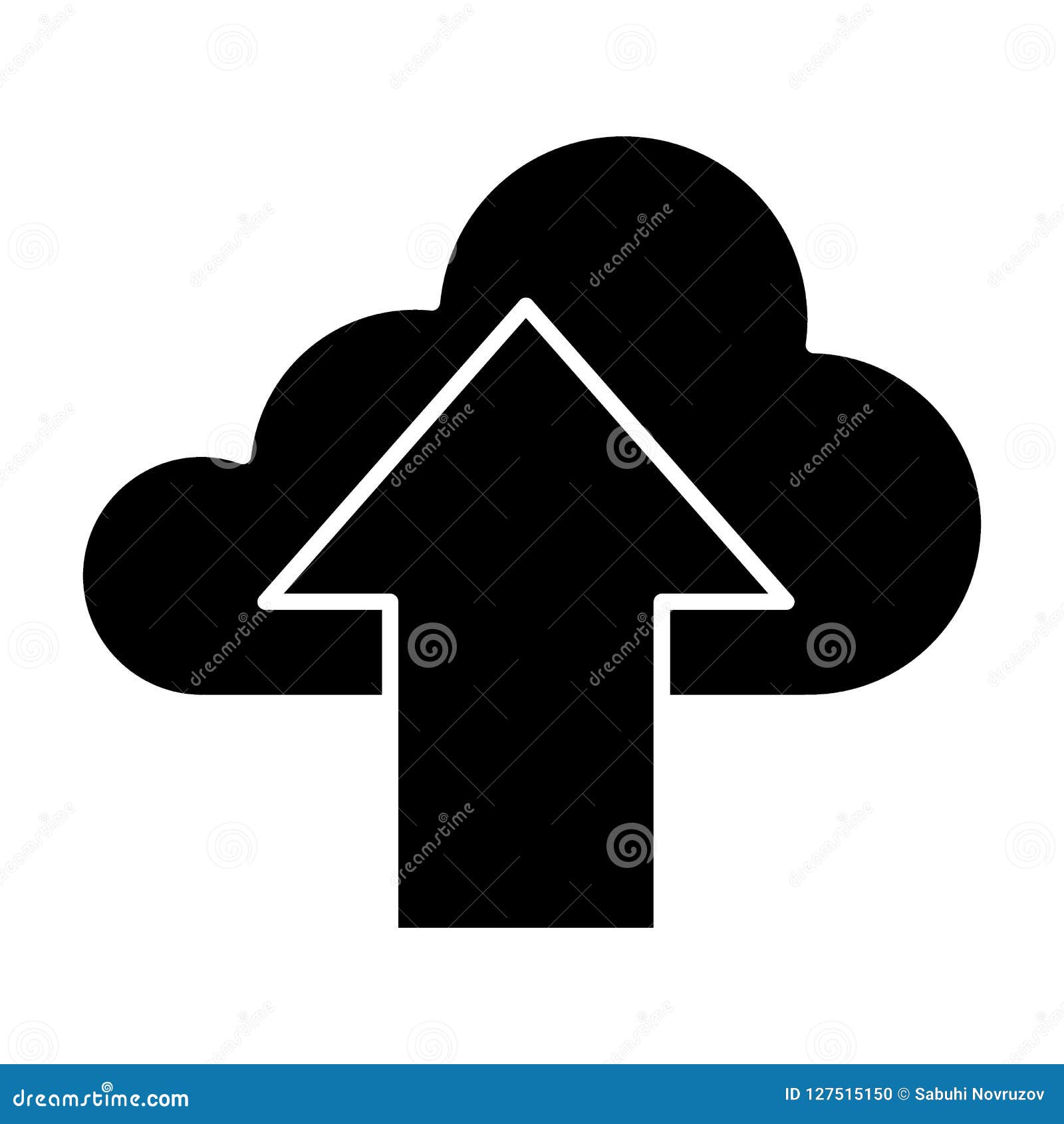 Download in Cloud Solid Icon. Cloud with Arrow Sign Vector Illustration ...