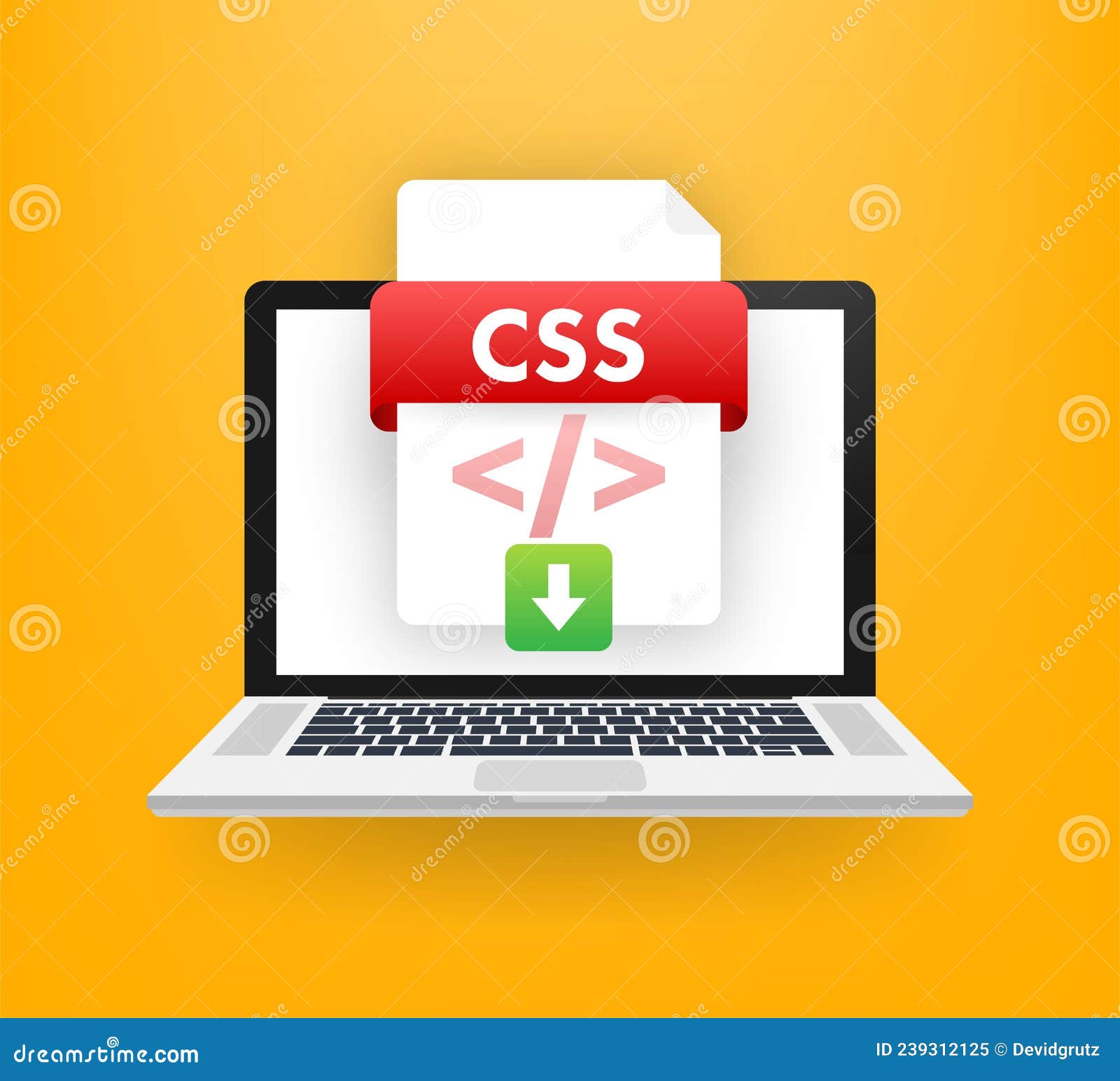 Download CSS Button on Laptop Screen. Downloading Document Concept ...