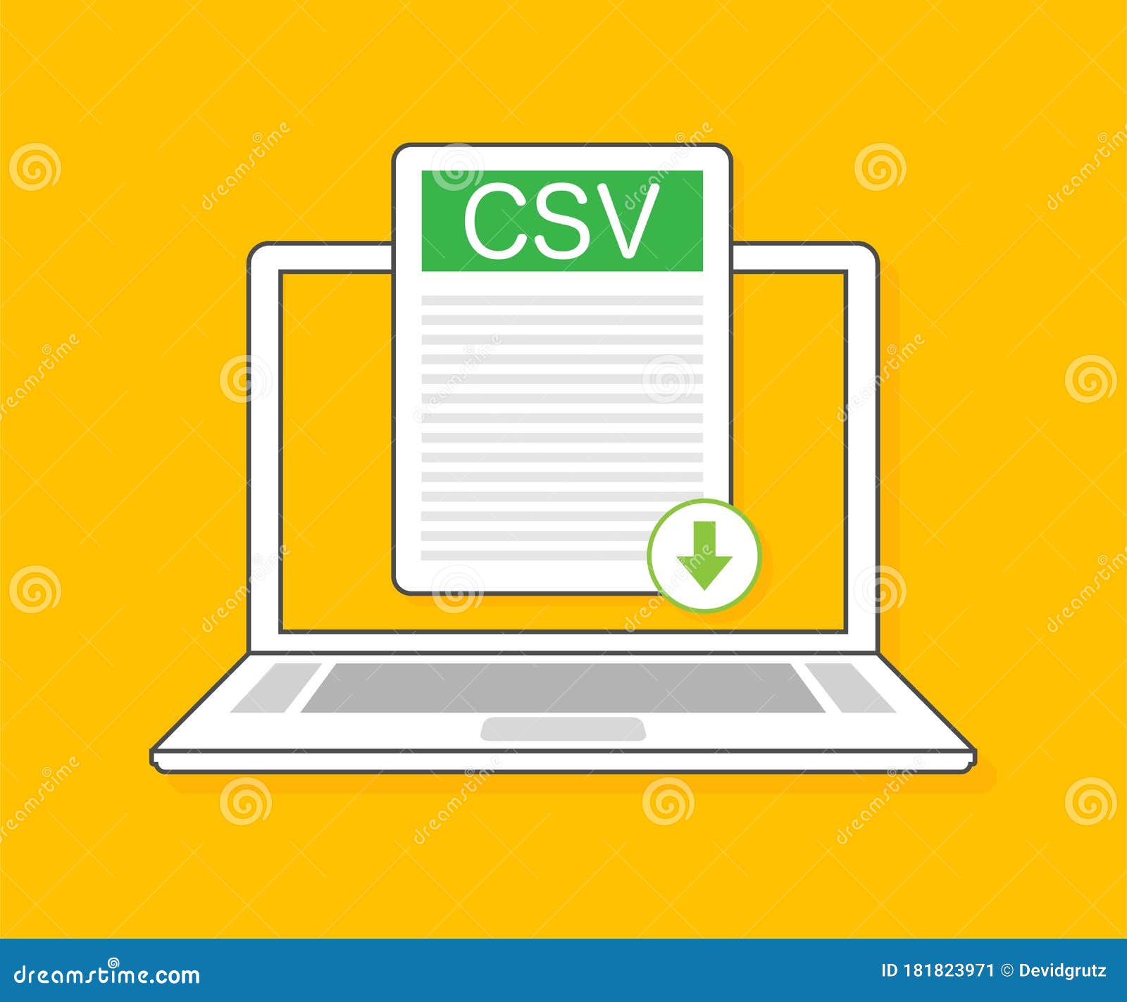 Download CSV Button on Laptop Screen. Downloading Document Concept ...
