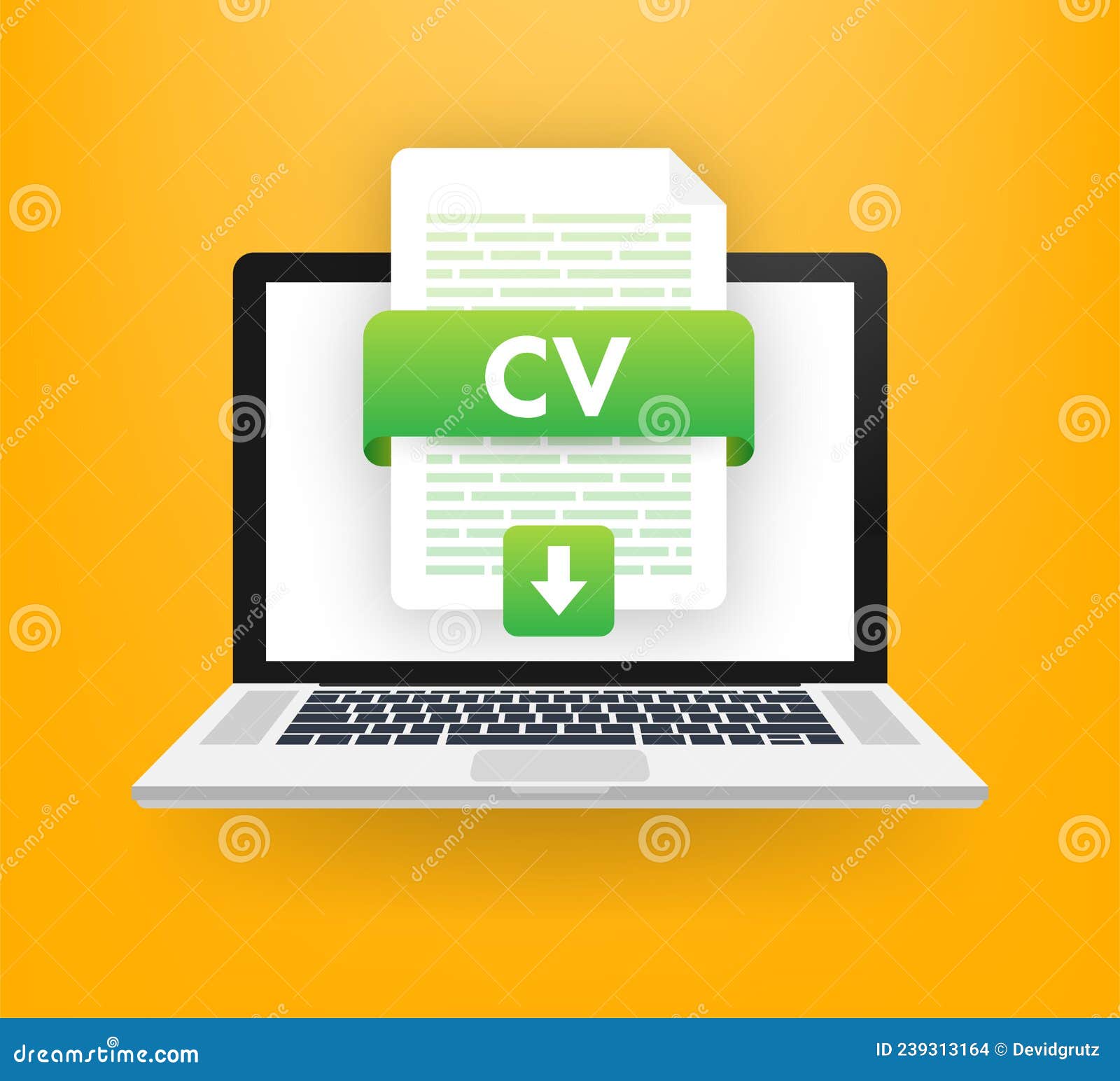 Download CV Button. Downloading Document Concept. File with CV Label ...