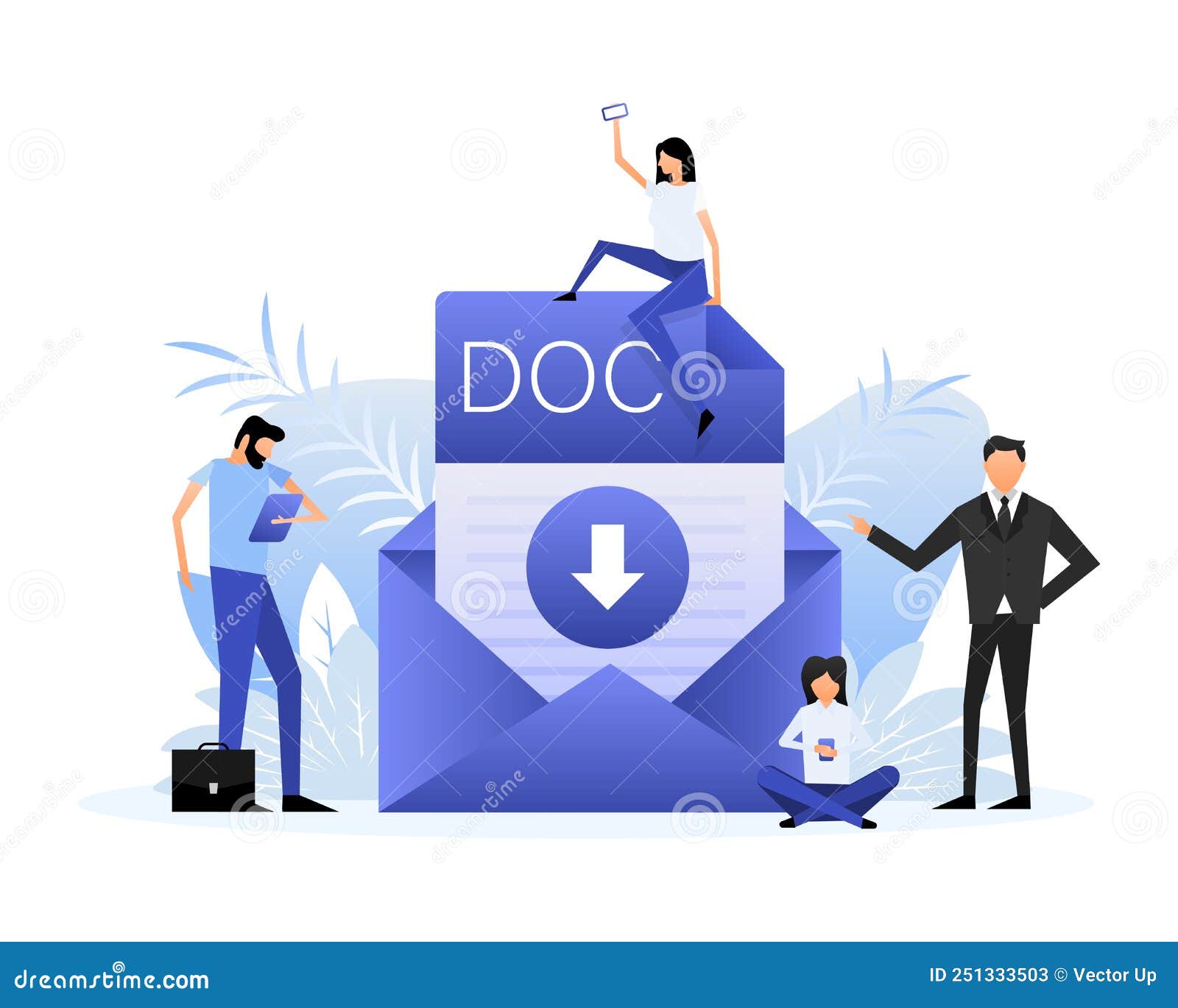 Download Doc File. Group of People with Doc Document. Isometric Vector ...