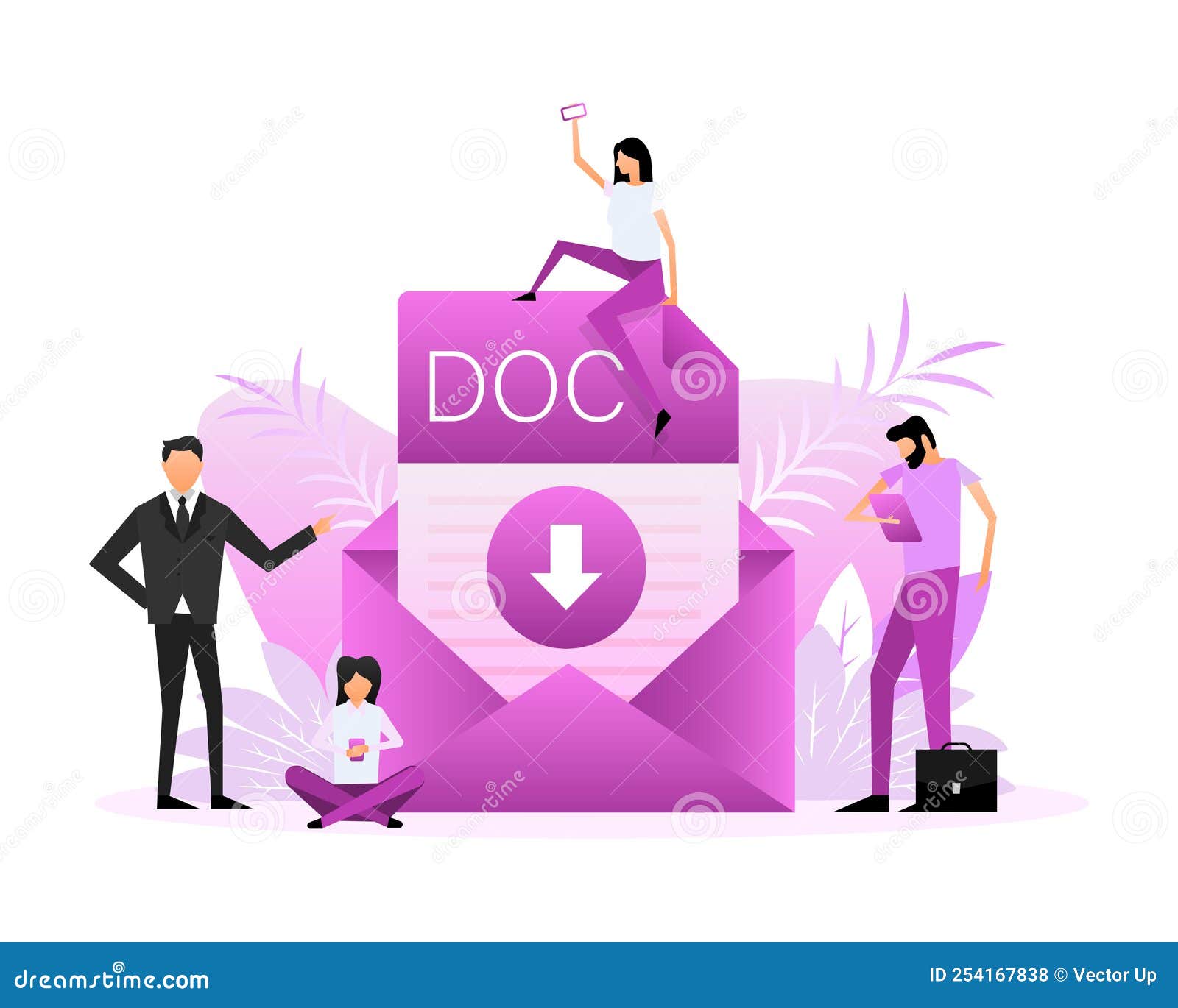 Download Doc File. Group of People with Doc Document. Isometric Vector ...