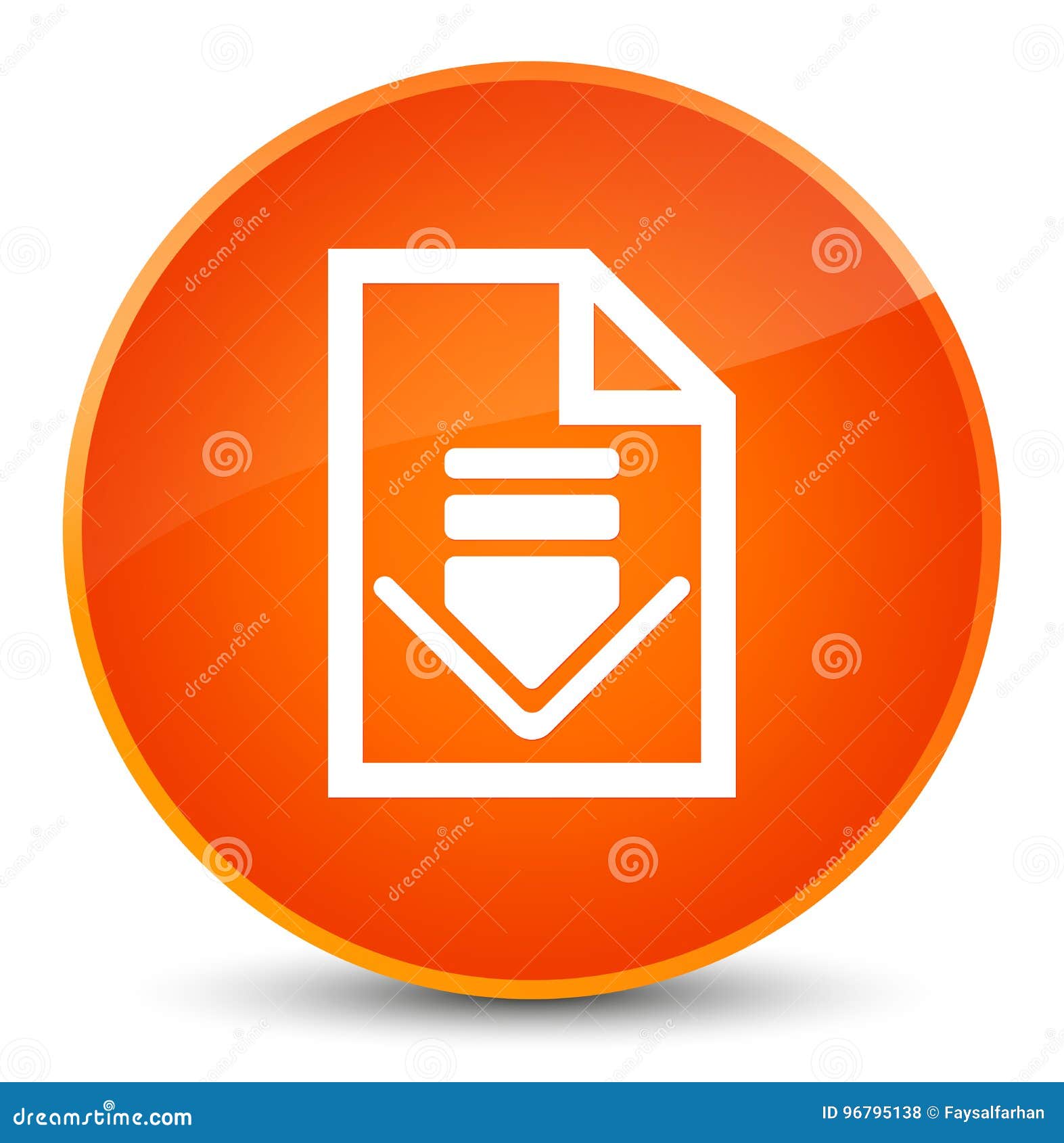 Download Document Icon Elegant Orange Round Button Stock Illustration ...