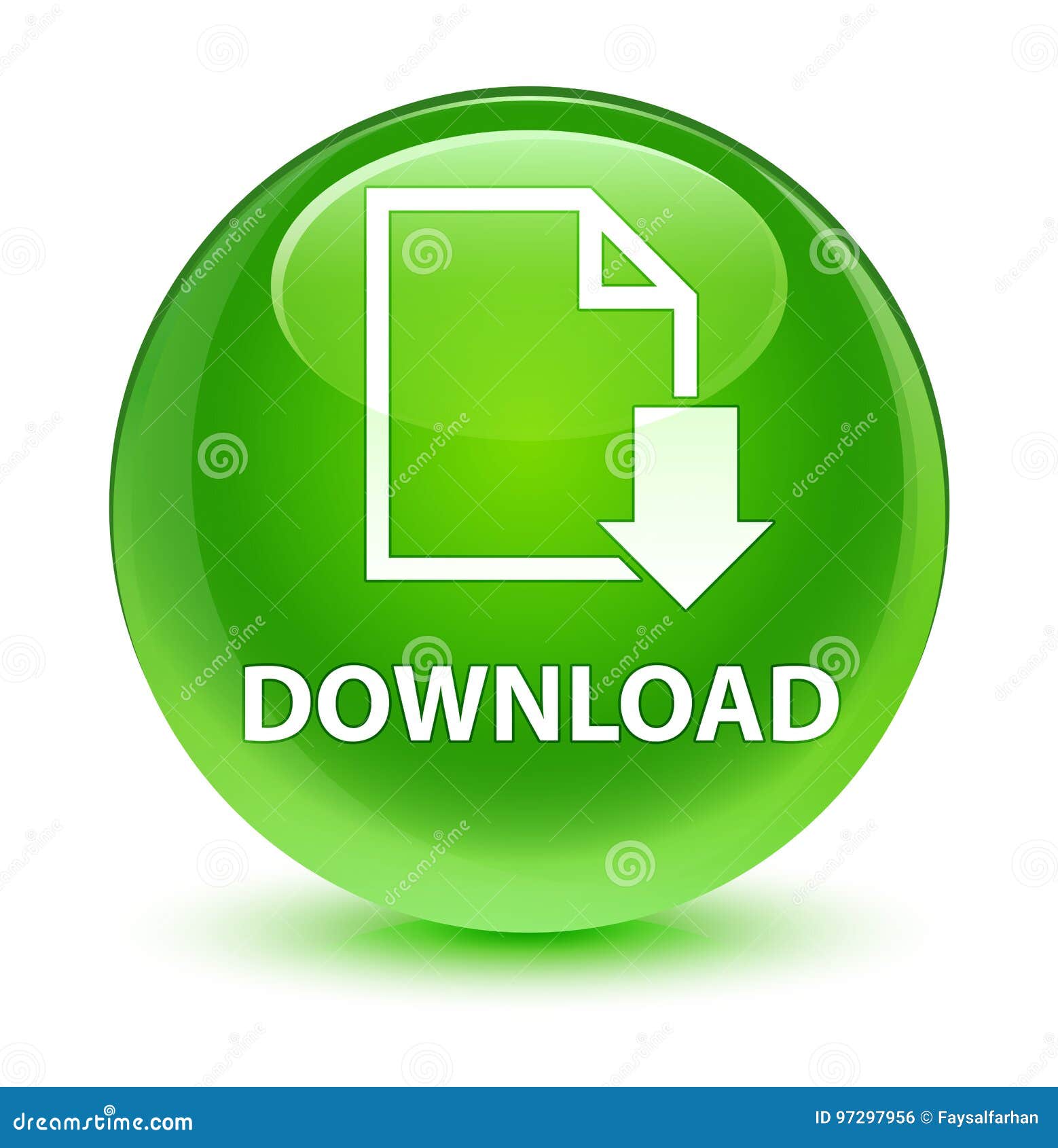 Download (document Icon) Glassy Green Round Button Stock Illustration ...