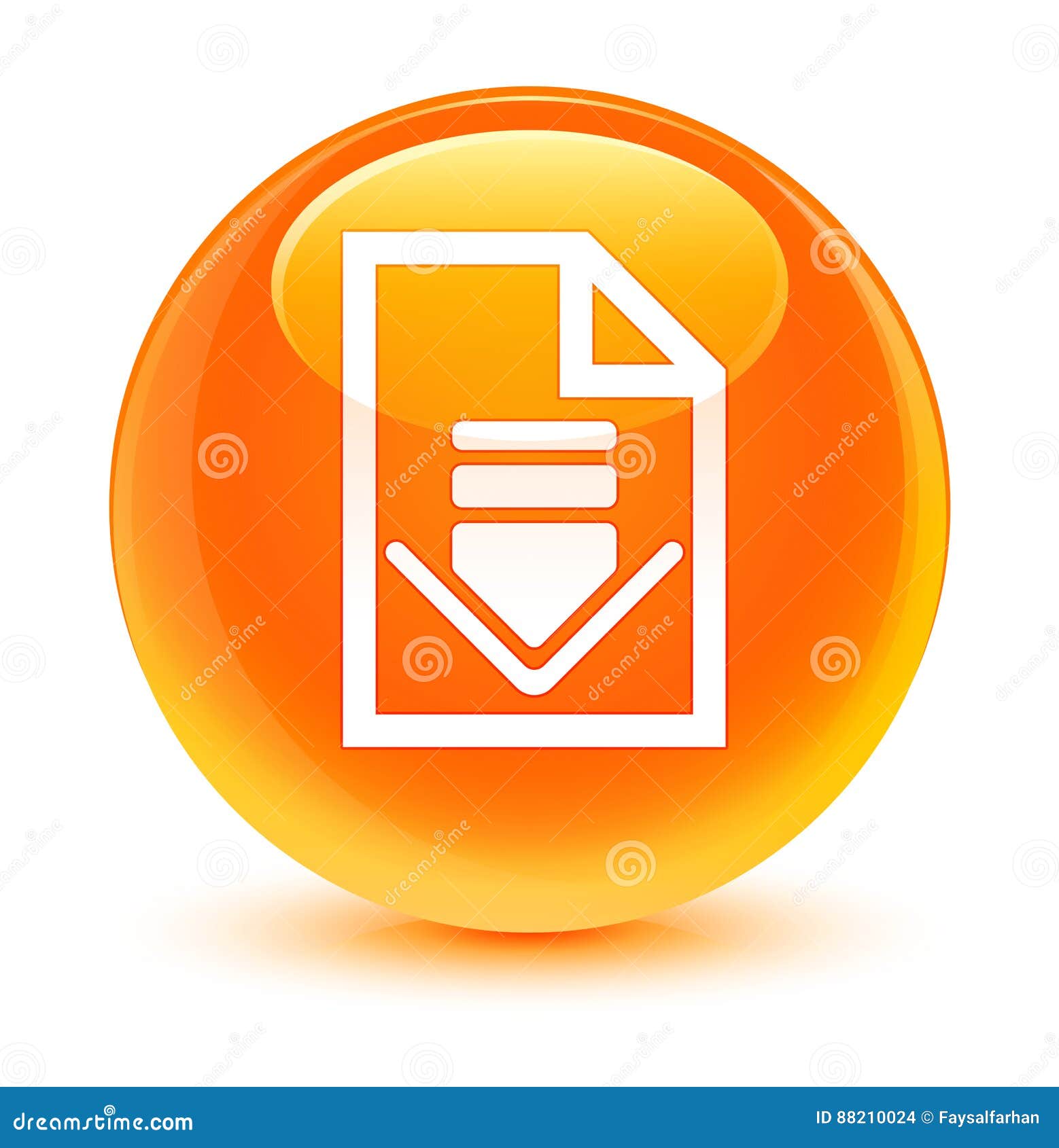 Download Document Icon Glassy Orange Round Button Stock Illustration ...
