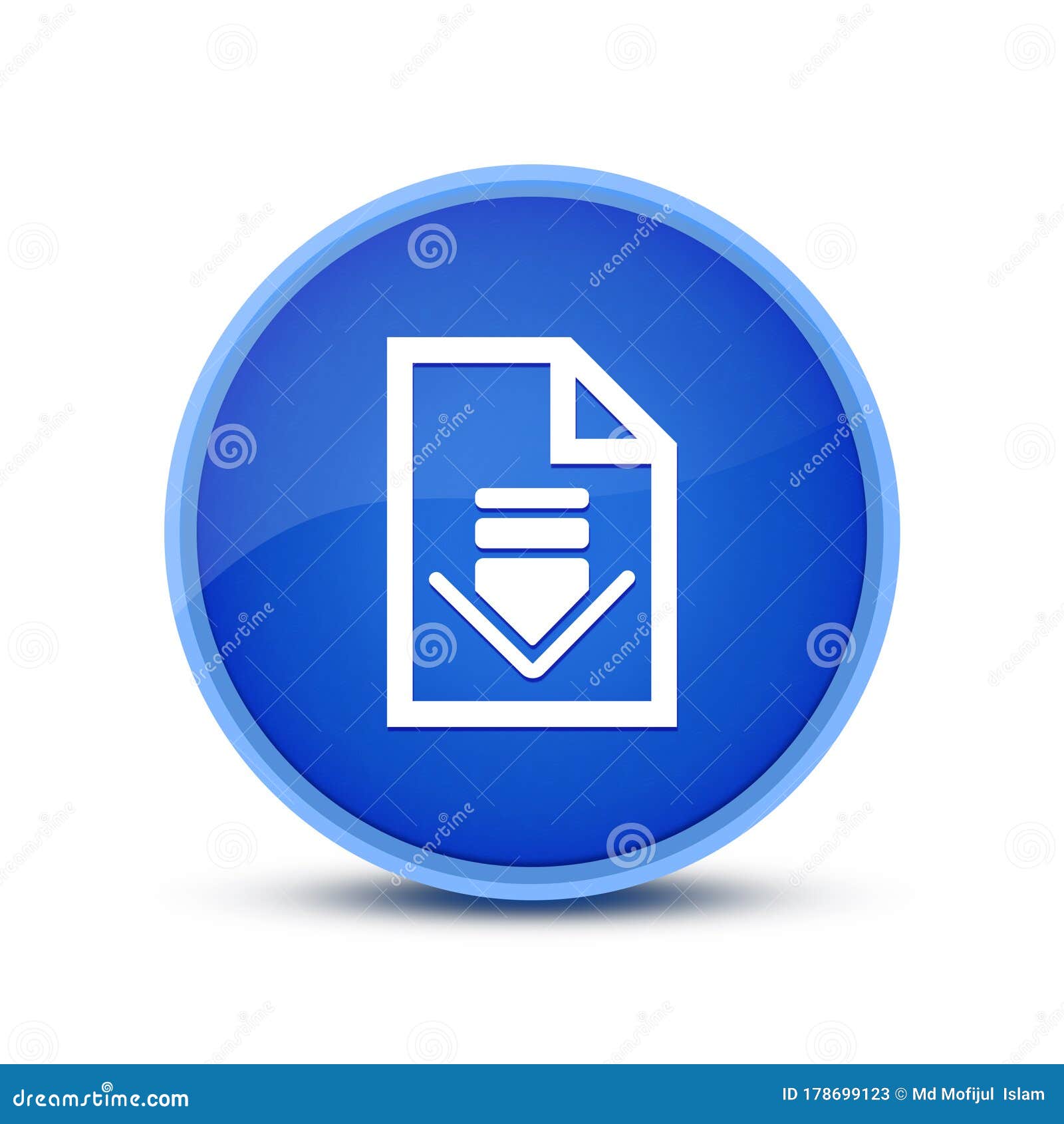 Download Document Icon Isolated On Glassy Blue Round Button Abstract ...