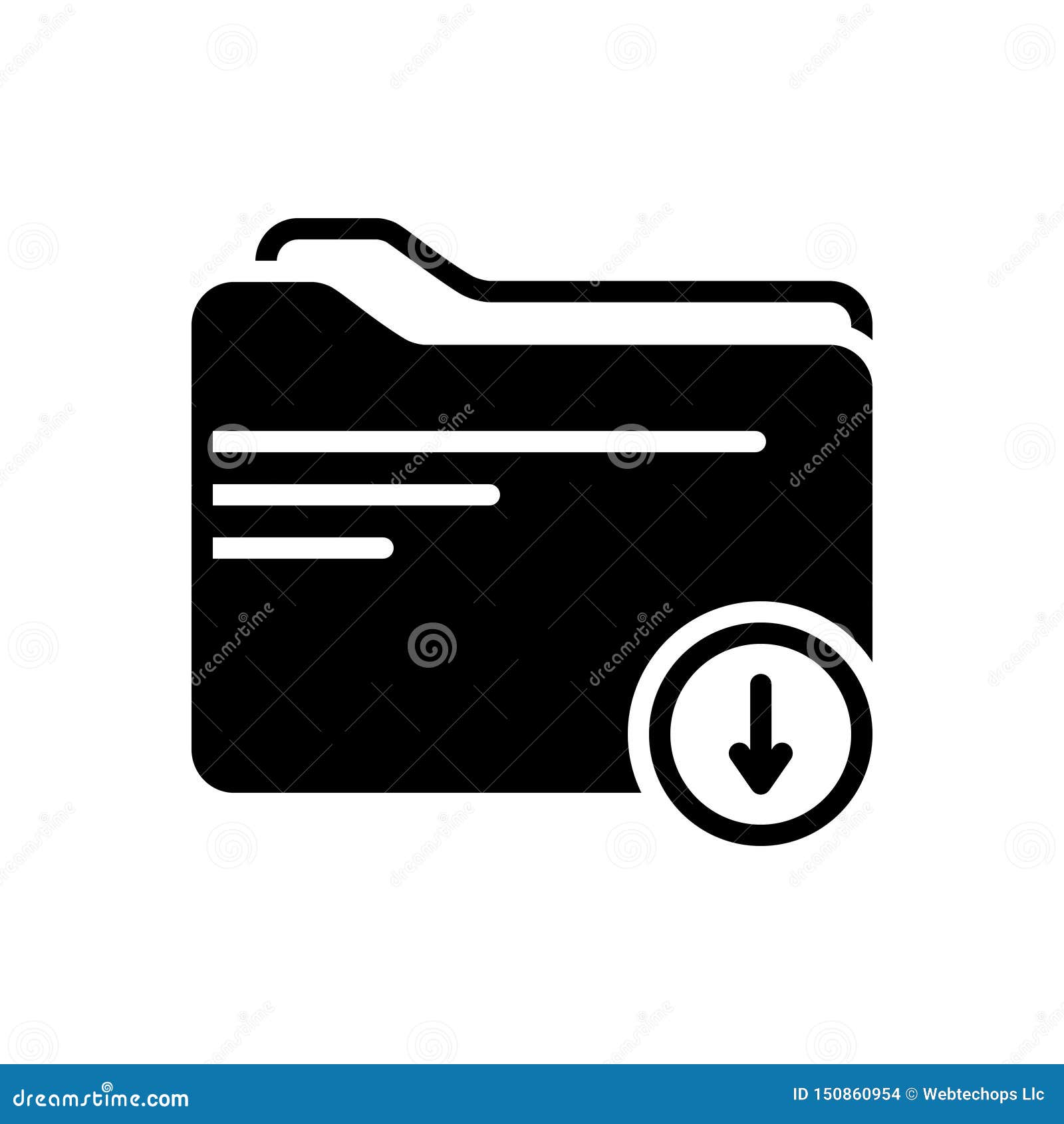 Black Solid Icon for Download Folder, Arrow and File Stock Vector ...