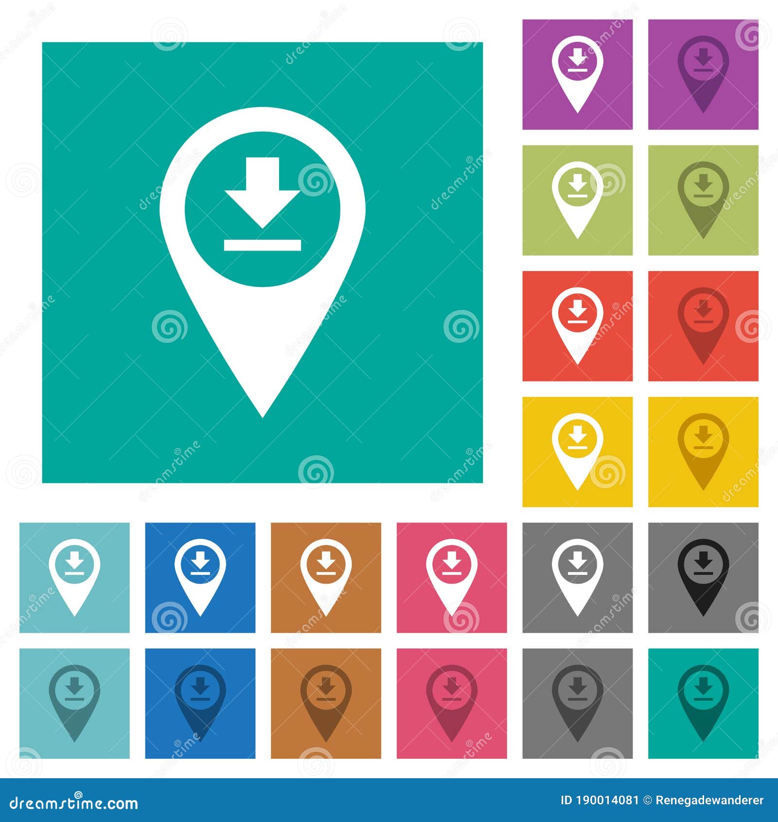 Download GPS Map Location Square Flat Multi Colored Icons Stock Vector ...