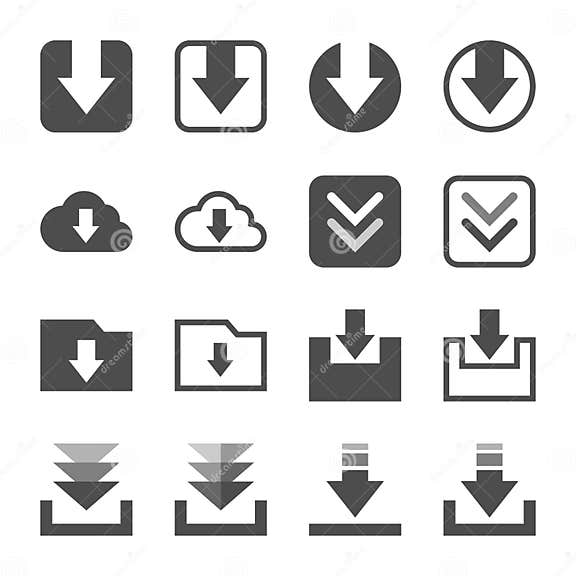 08 Download icon set stock vector. Illustration of cloud - 179755768