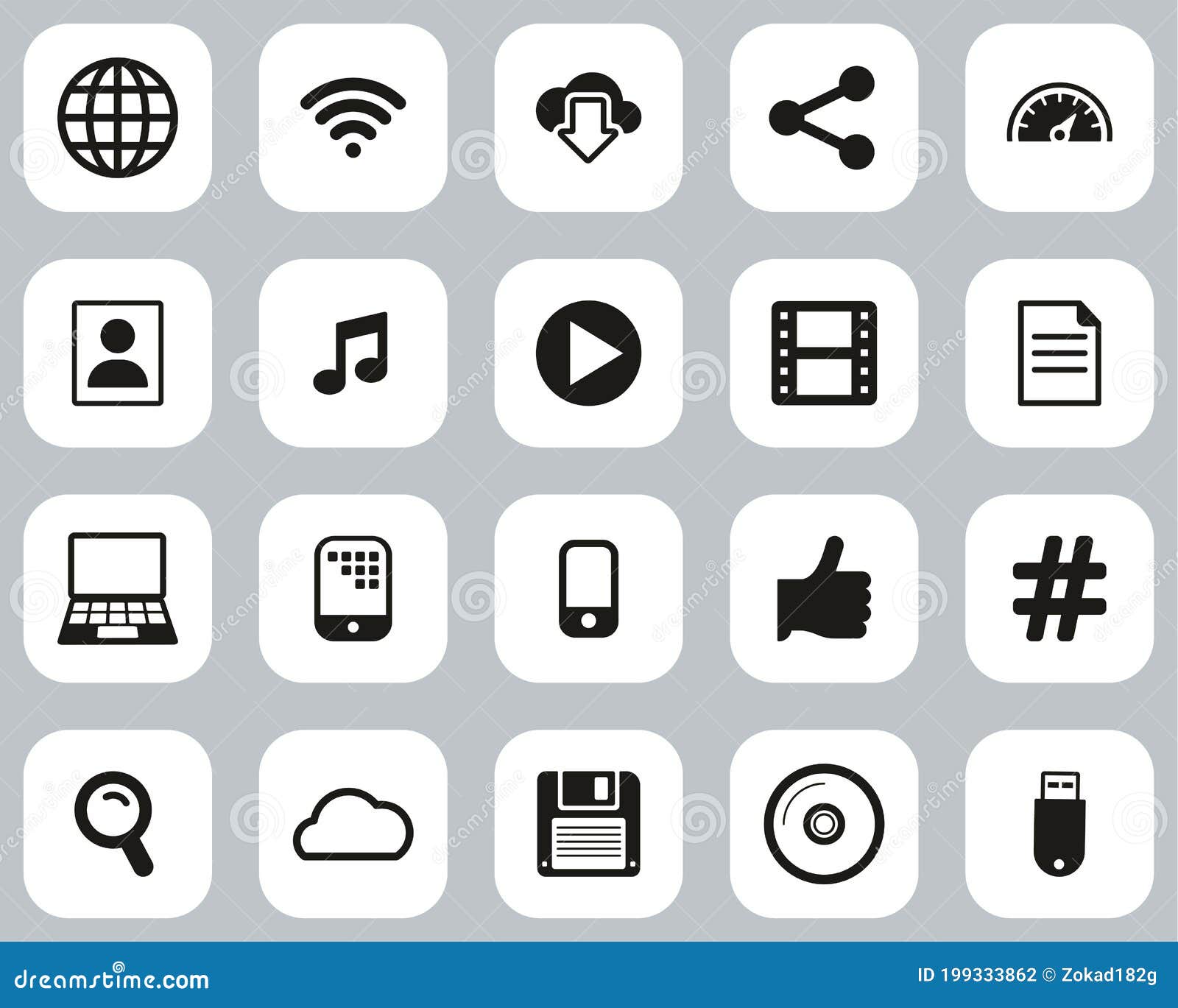 Download Icons Black & White Flat Design Set Big Stock Vector ...